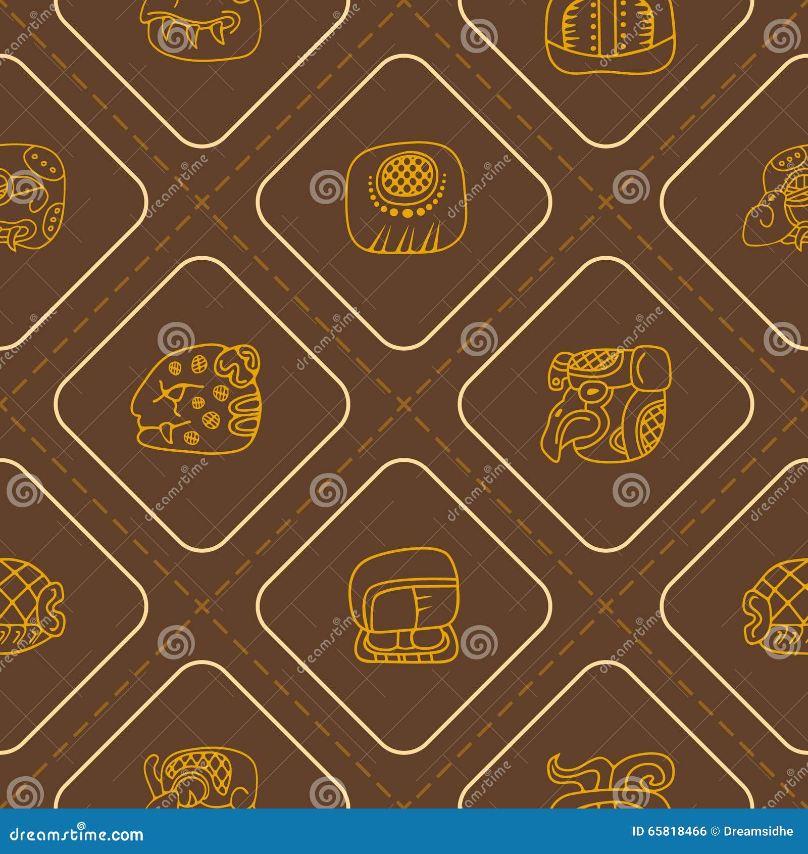 Seamless Pattern with Glyphs of the Mayan Writing Stock Vector ...