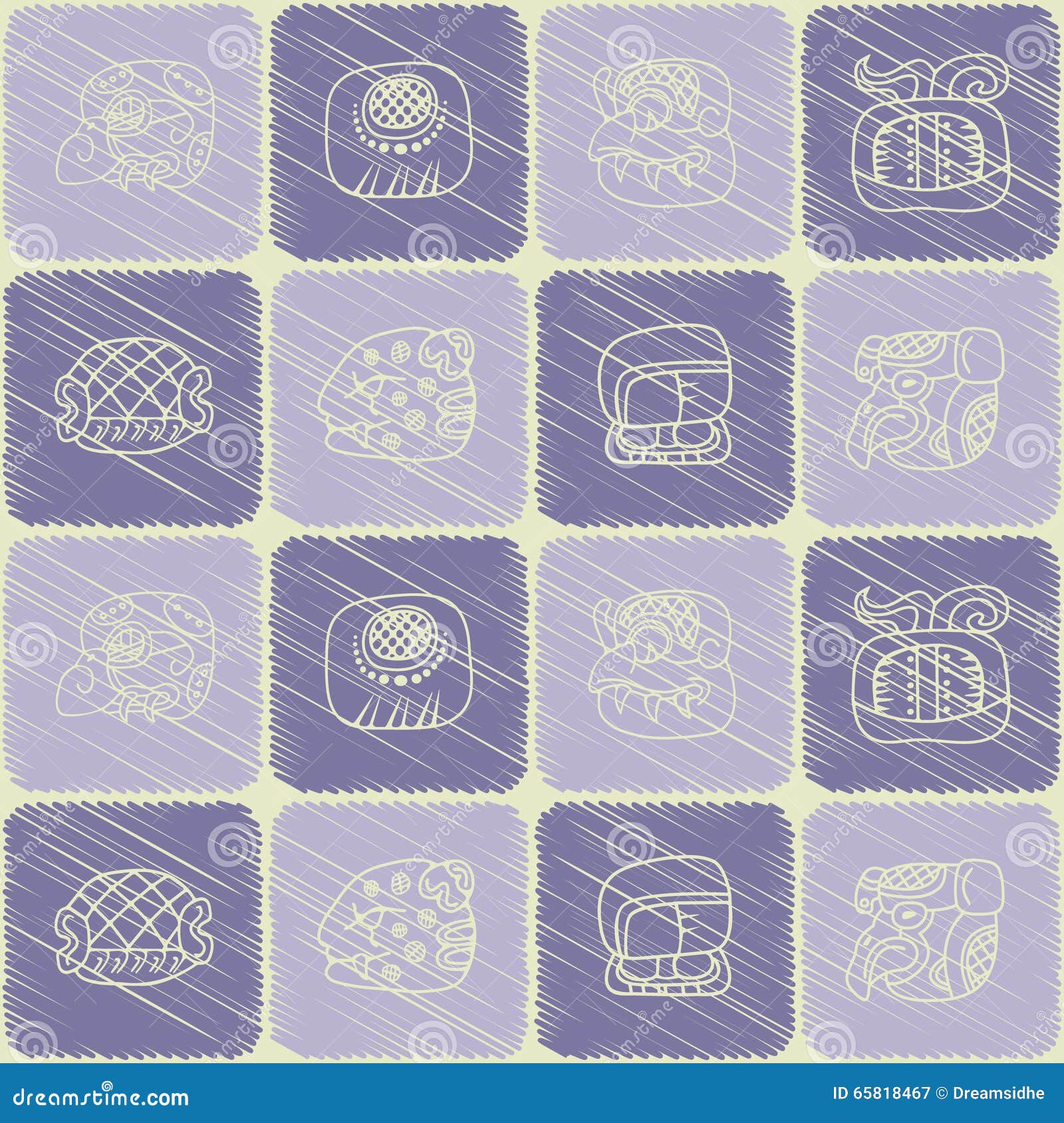 Seamless Pattern with Glyphs of the Mayan Writing Stock Vector ...