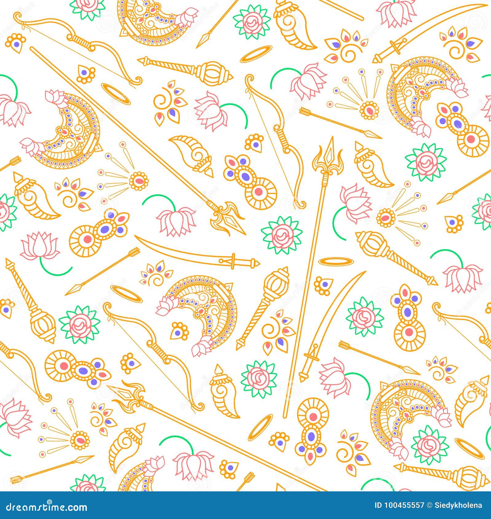 Seamless Pattern Goddess Durga Stock Illustration - Illustration of ...