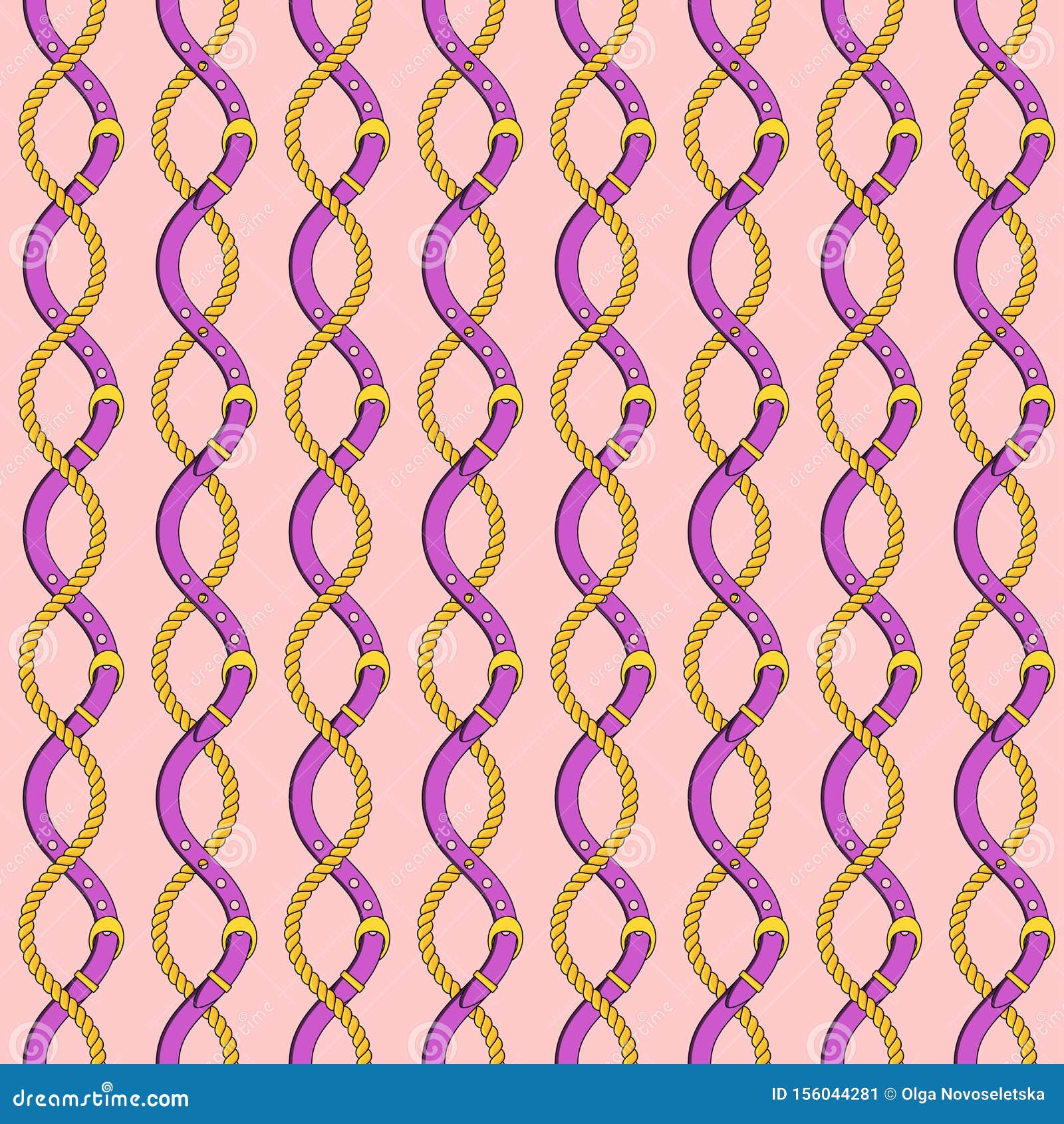 Seamless Pattern With Gold Chains Pendants And Straps Stock Vector
