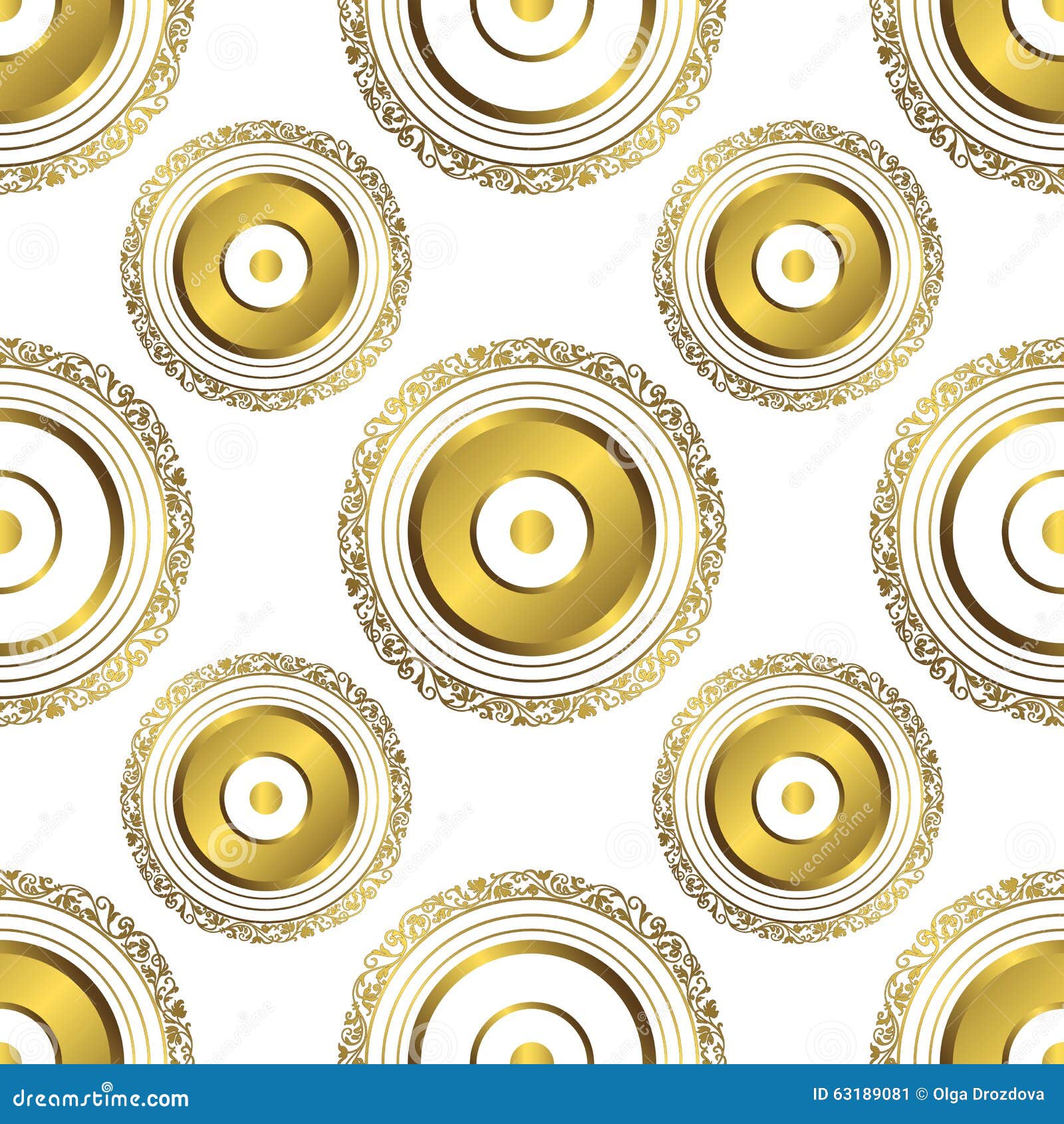 Seamless Pattern with Gold Circles Stock Vector - Illustration of brown ...