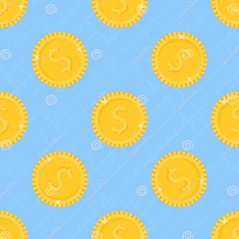 Seamless Pattern with Gold Coins Stock Vector - Illustration of flat ...