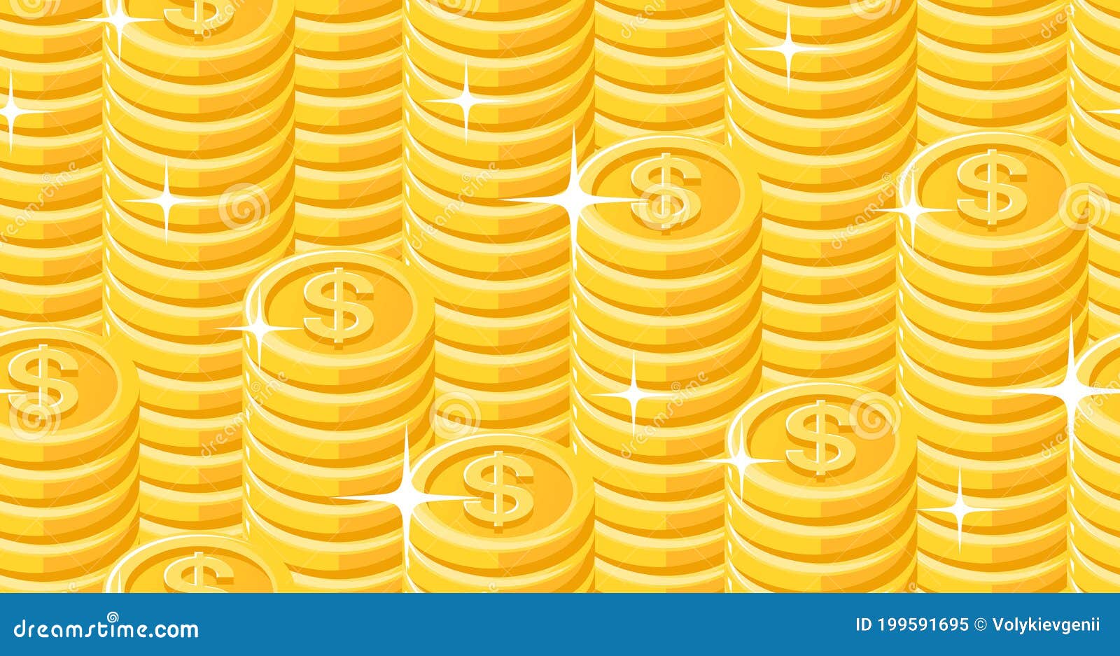 Seamless Pattern of Gold Coins Stack Stock Vector - Illustration of ...