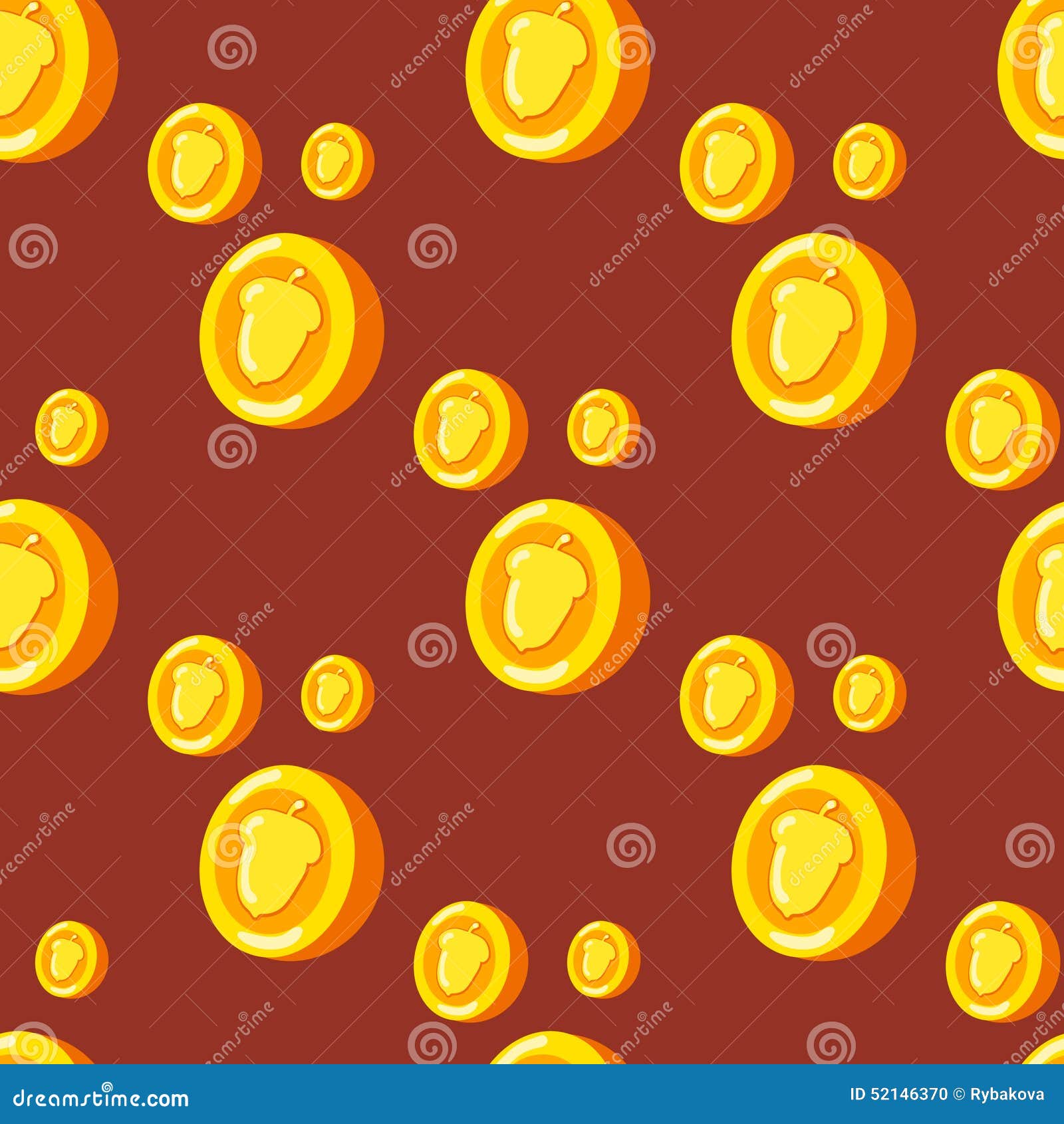 Seamless Pattern with Gold Coins Which Depicts a Nut Stock Illustration ...