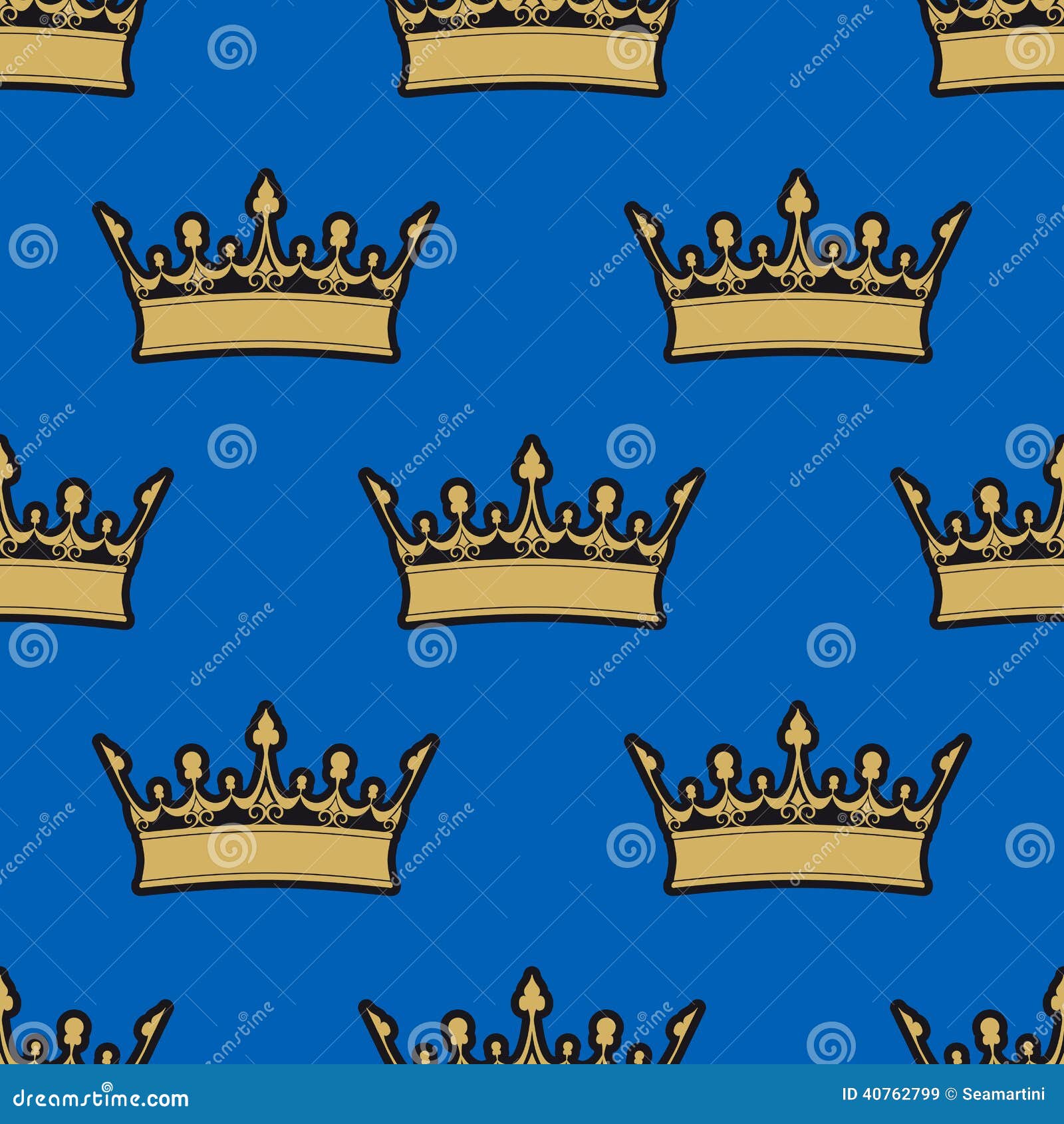 Seamless Pattern of Gold Crowns Stock Vector - Illustration of gold ...