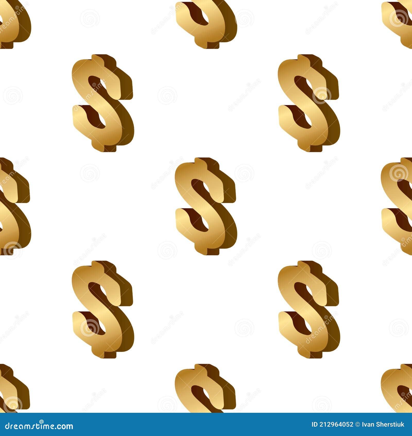 Seamless Pattern with Gold Dollar Signs Stock Vector - Illustration of ...
