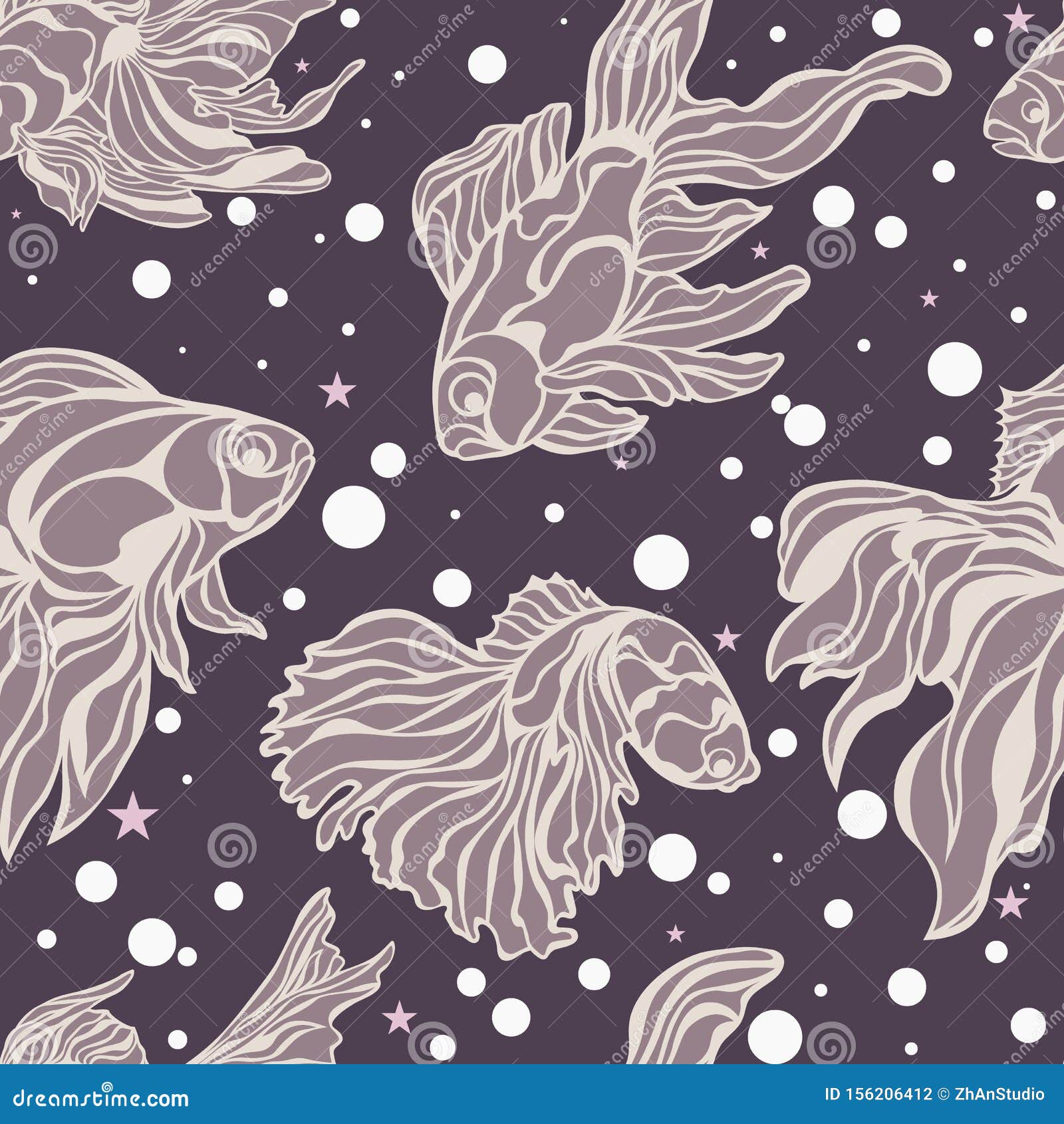 Seamless Pattern with Gold Fish. Background Stock Vector - Illustration ...