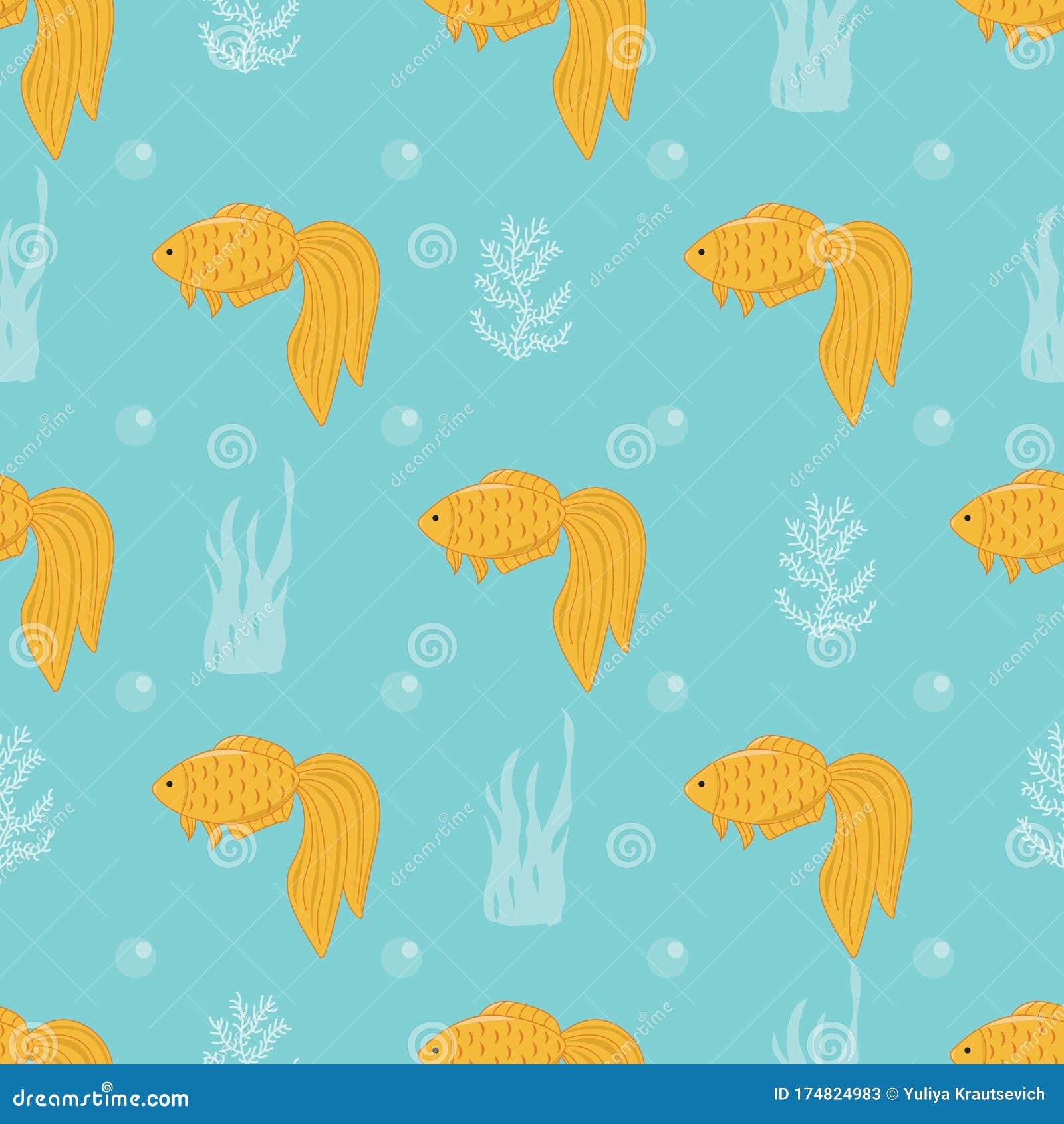Seamless Pattern with Gold Fish. Vector Illustration Stock Vector ...