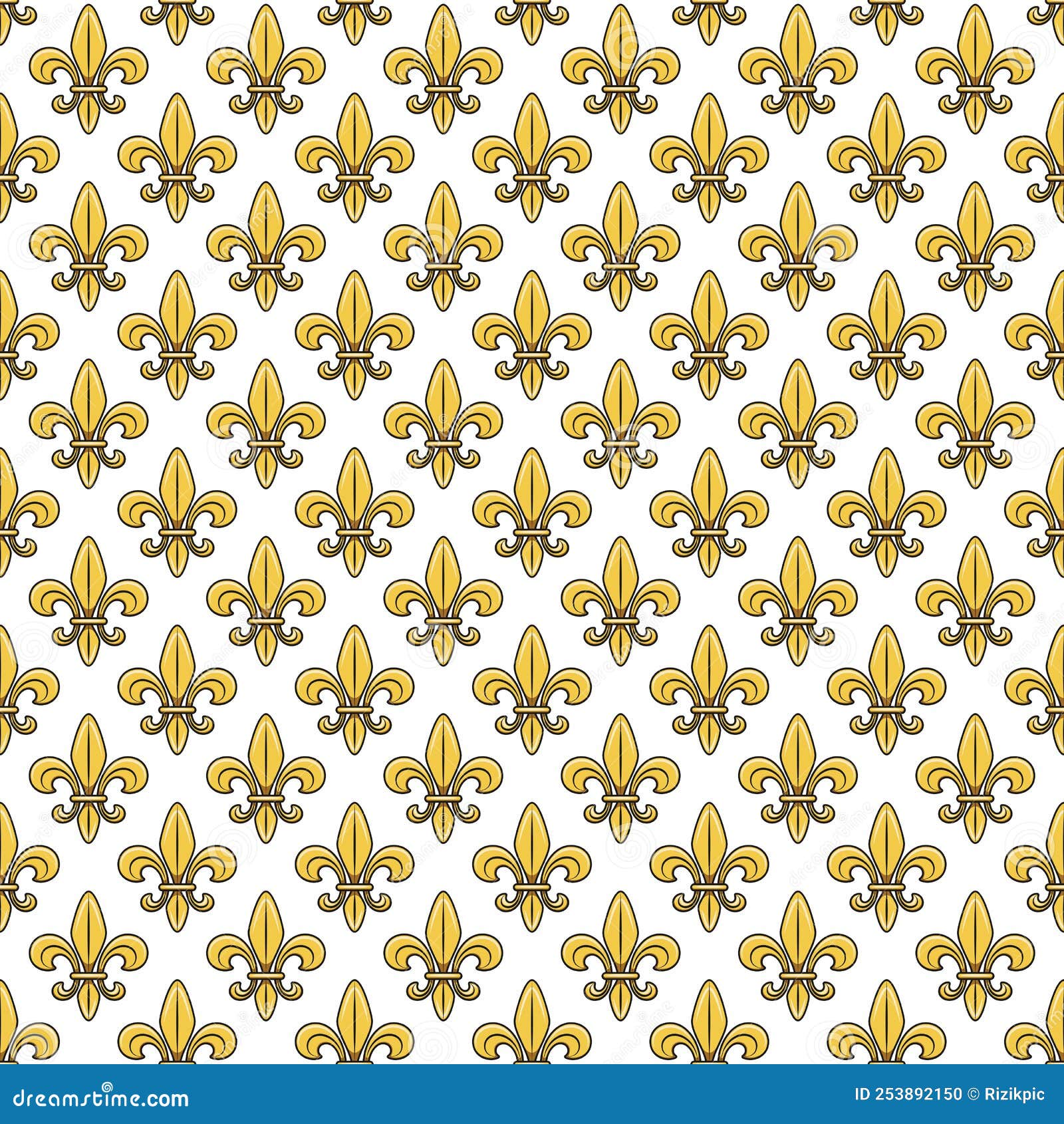 Gold Fleur De Lis Luxury Pattern On Black Background. Cartoon Vector ...