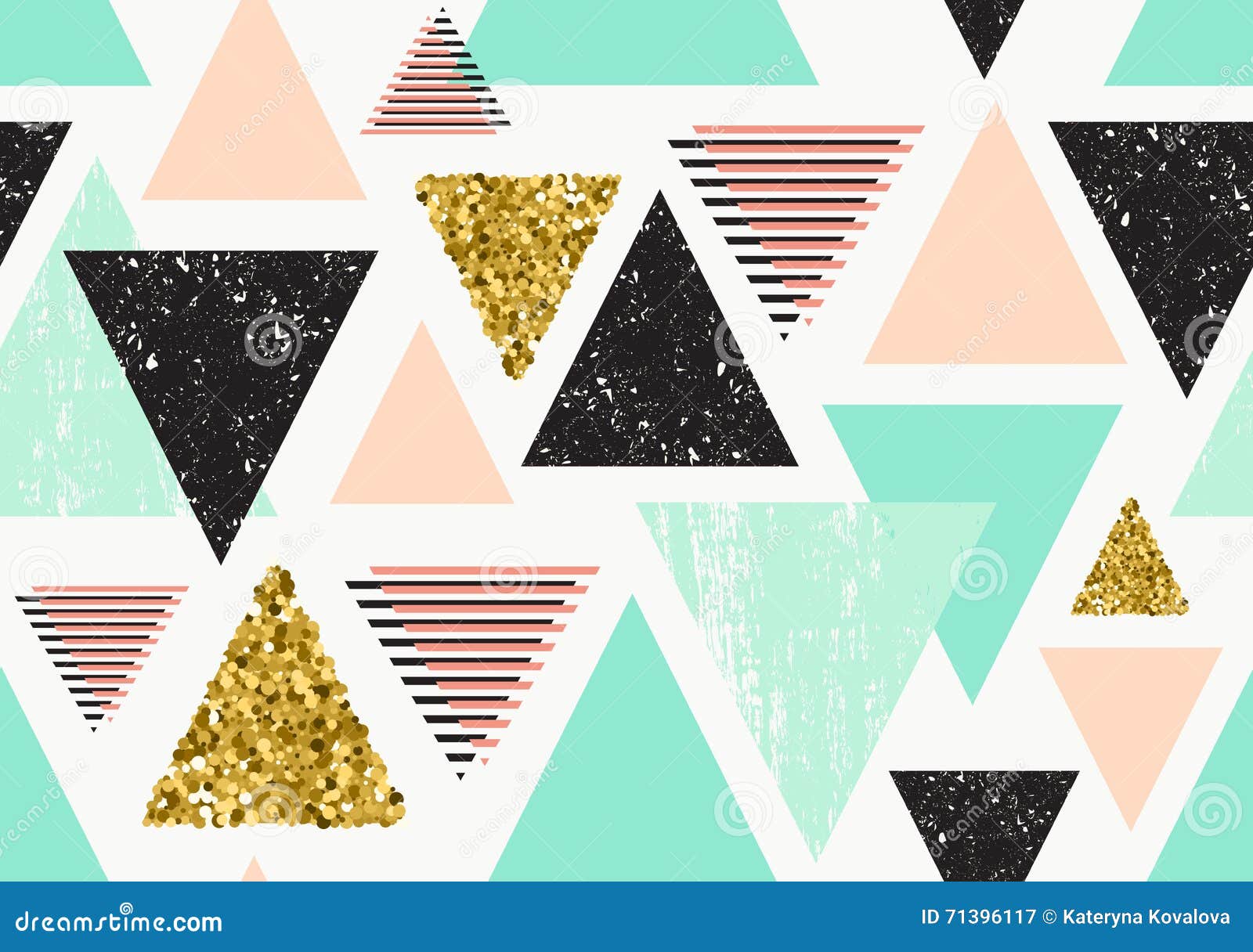 Seamless Pattern with Gold Glitter Triangles. Stock Vector ...