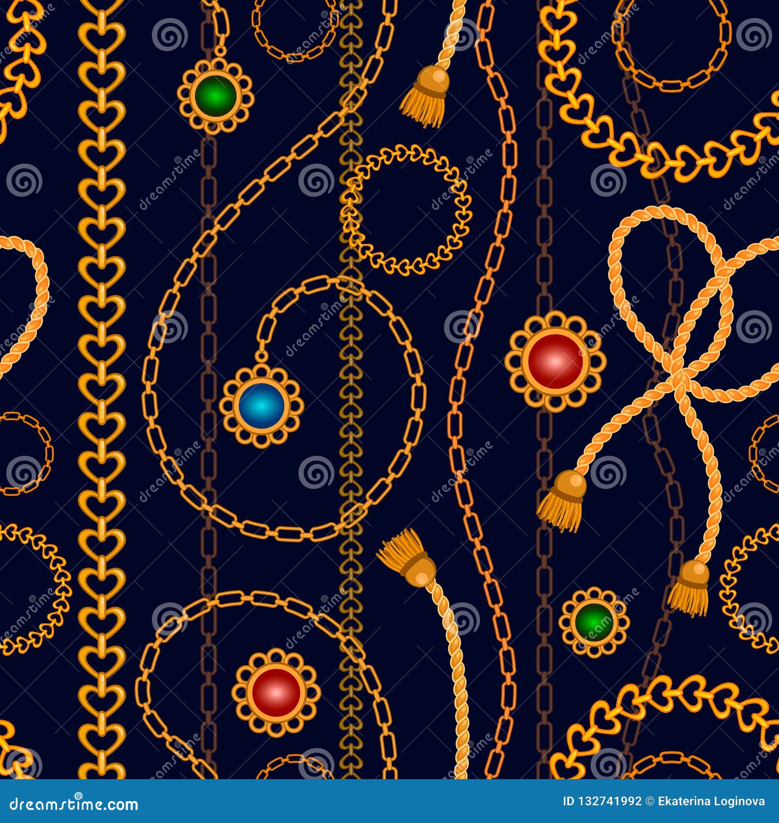 Seamless Pattern with Gold Jewelry Stock Vector - Illustration of ...