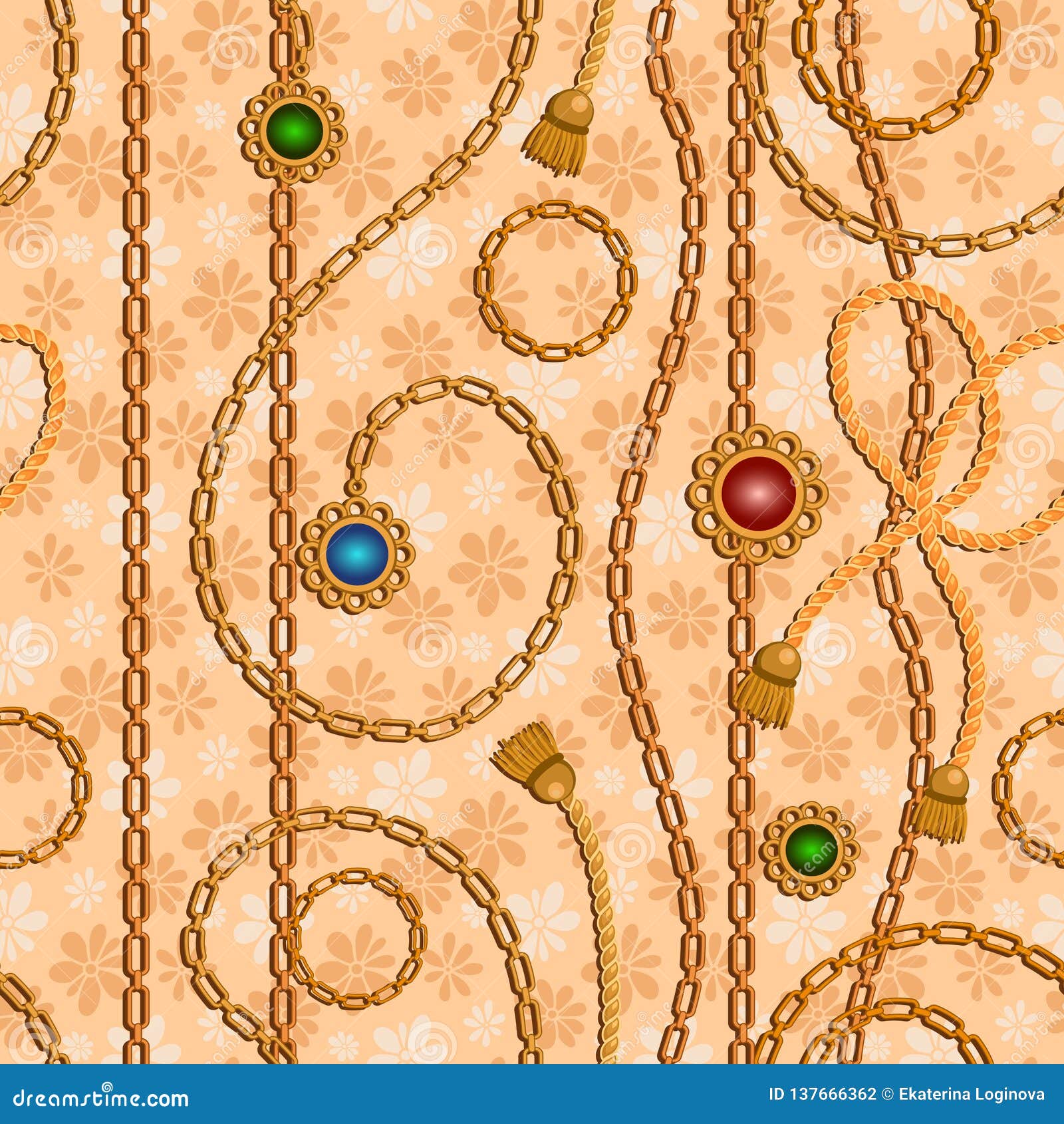 Seamless Pattern with Gold Jewelry Stock Vector - Illustration of ...