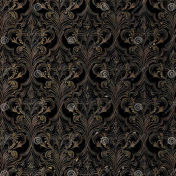 Seamless Pattern of Gold Leaf. Generative Ai Stock Illustration ...