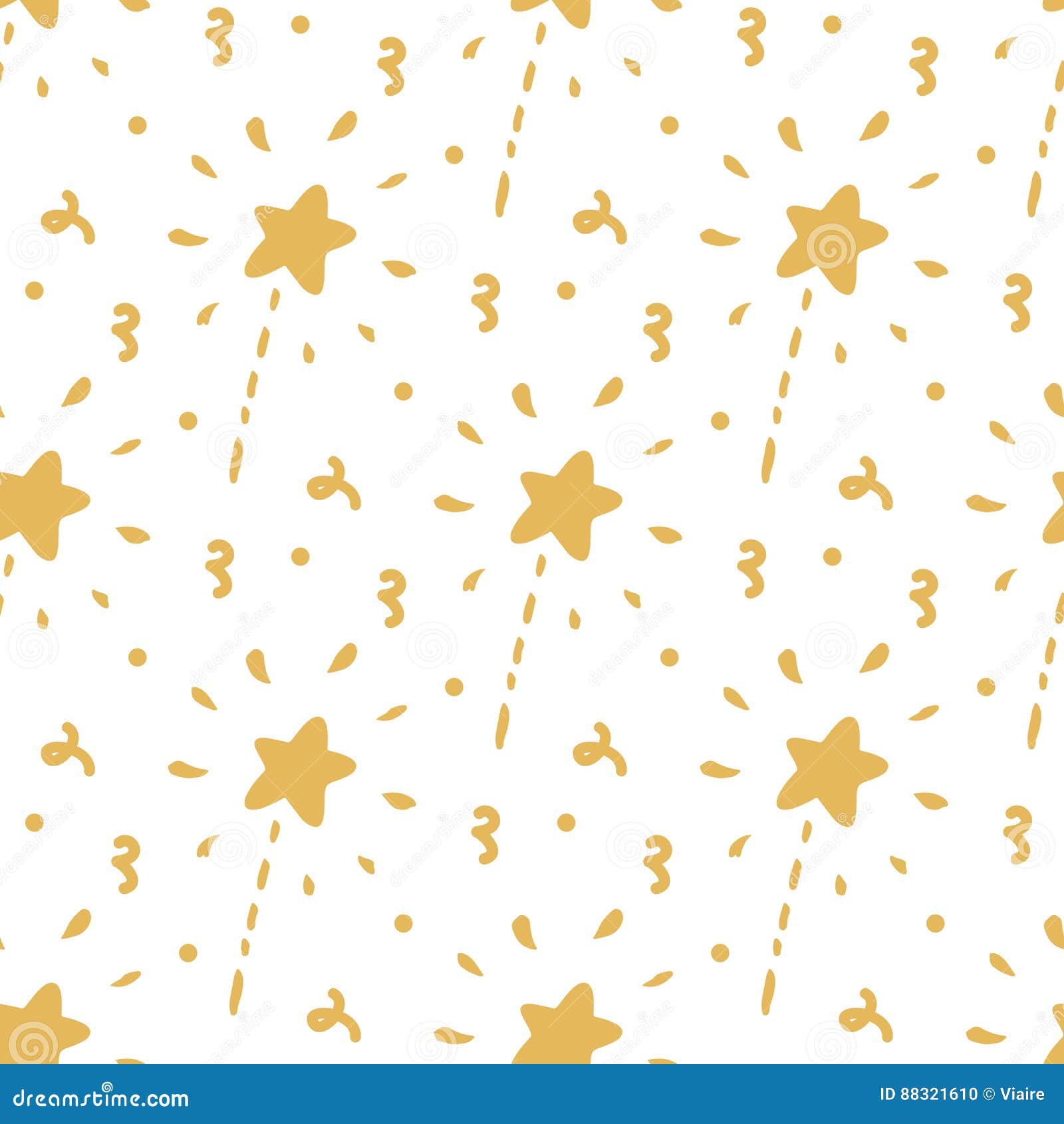 Seamless Pattern with Gold Magic Wand on a White Background. Stock ...