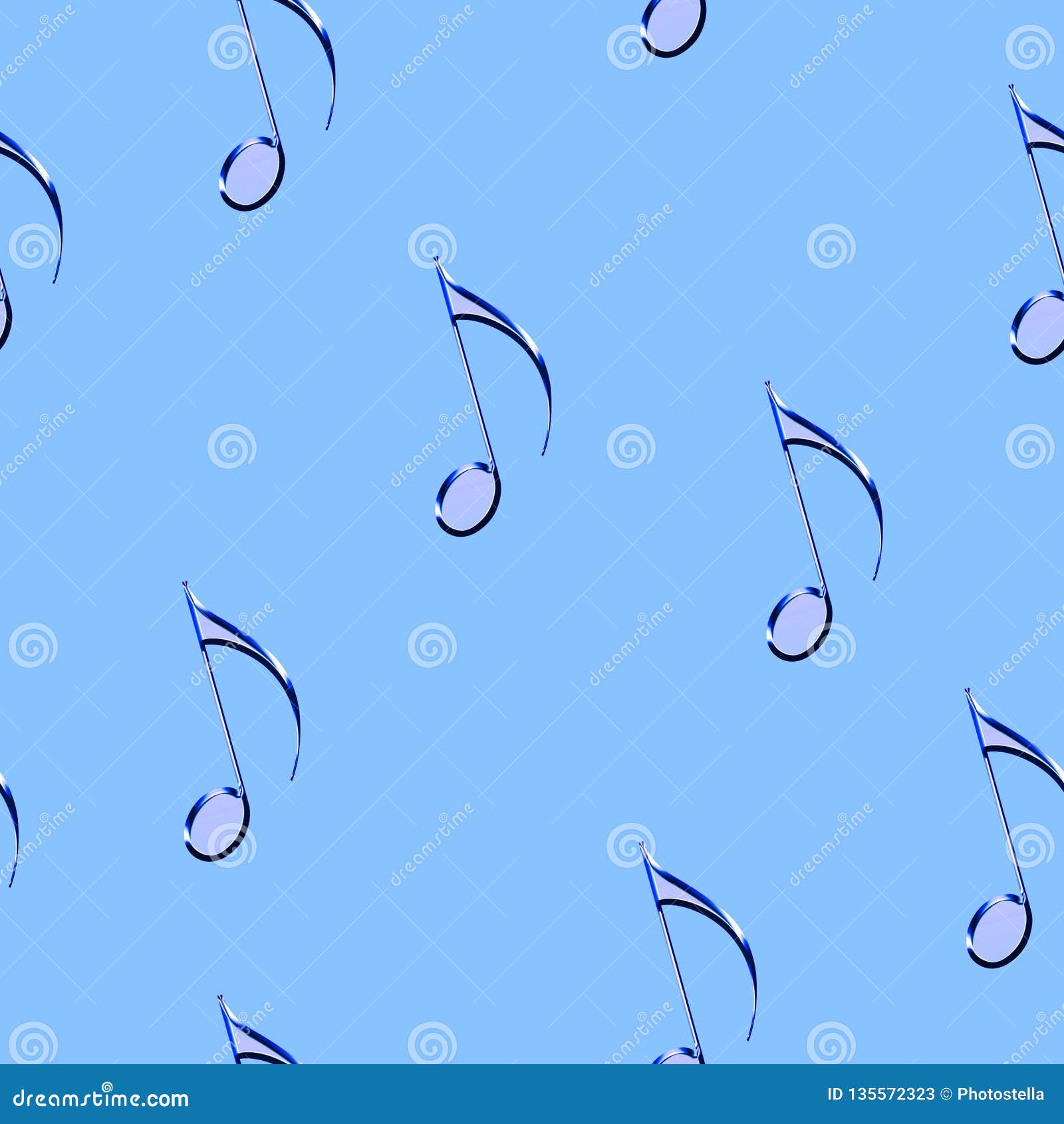 Seamless Pattern with Gold Musical Notes Illustration in Blue Colors ...