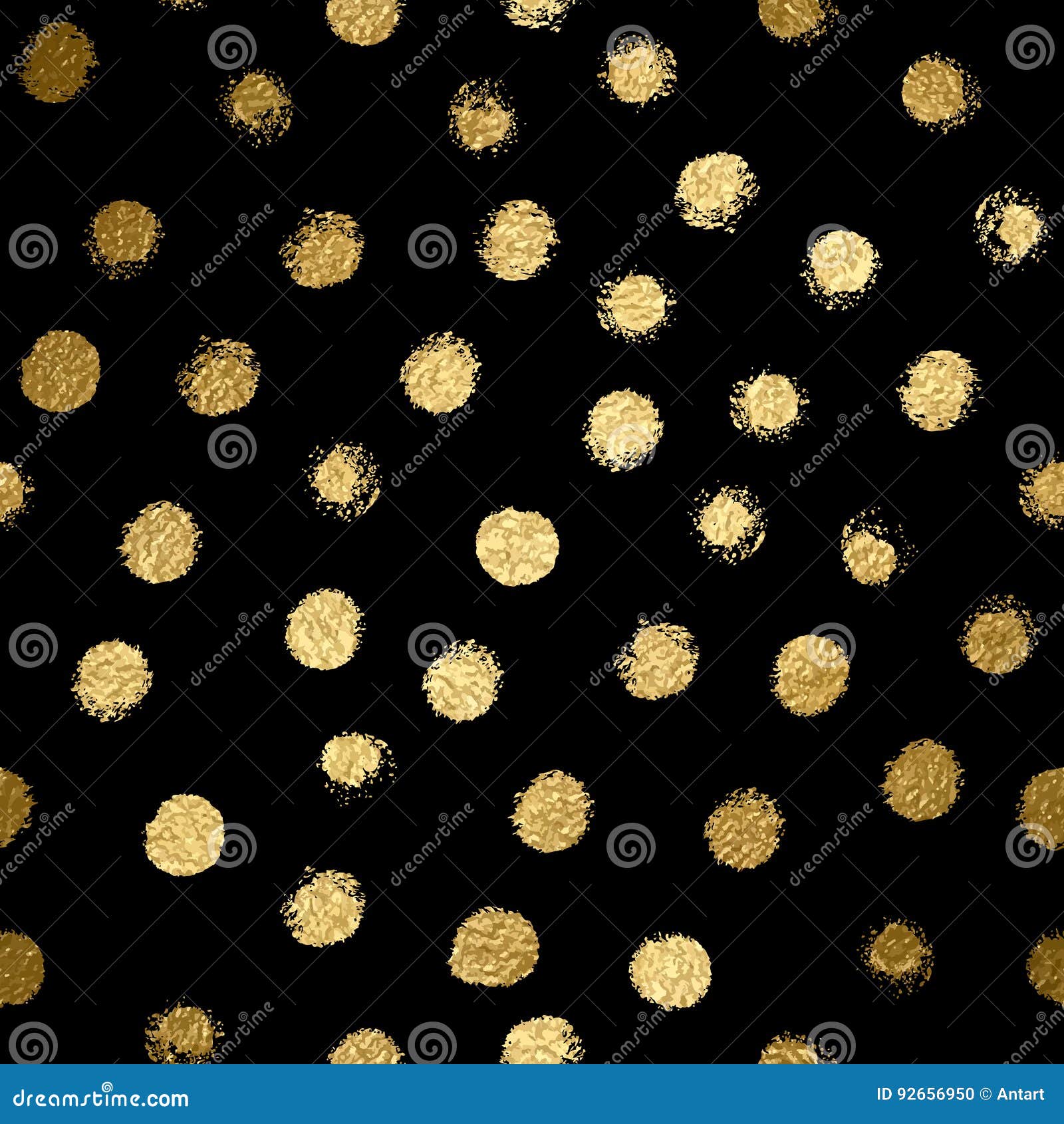 Seamless Pattern with Gold Painted Dots on the Black Backgrounds Stock ...