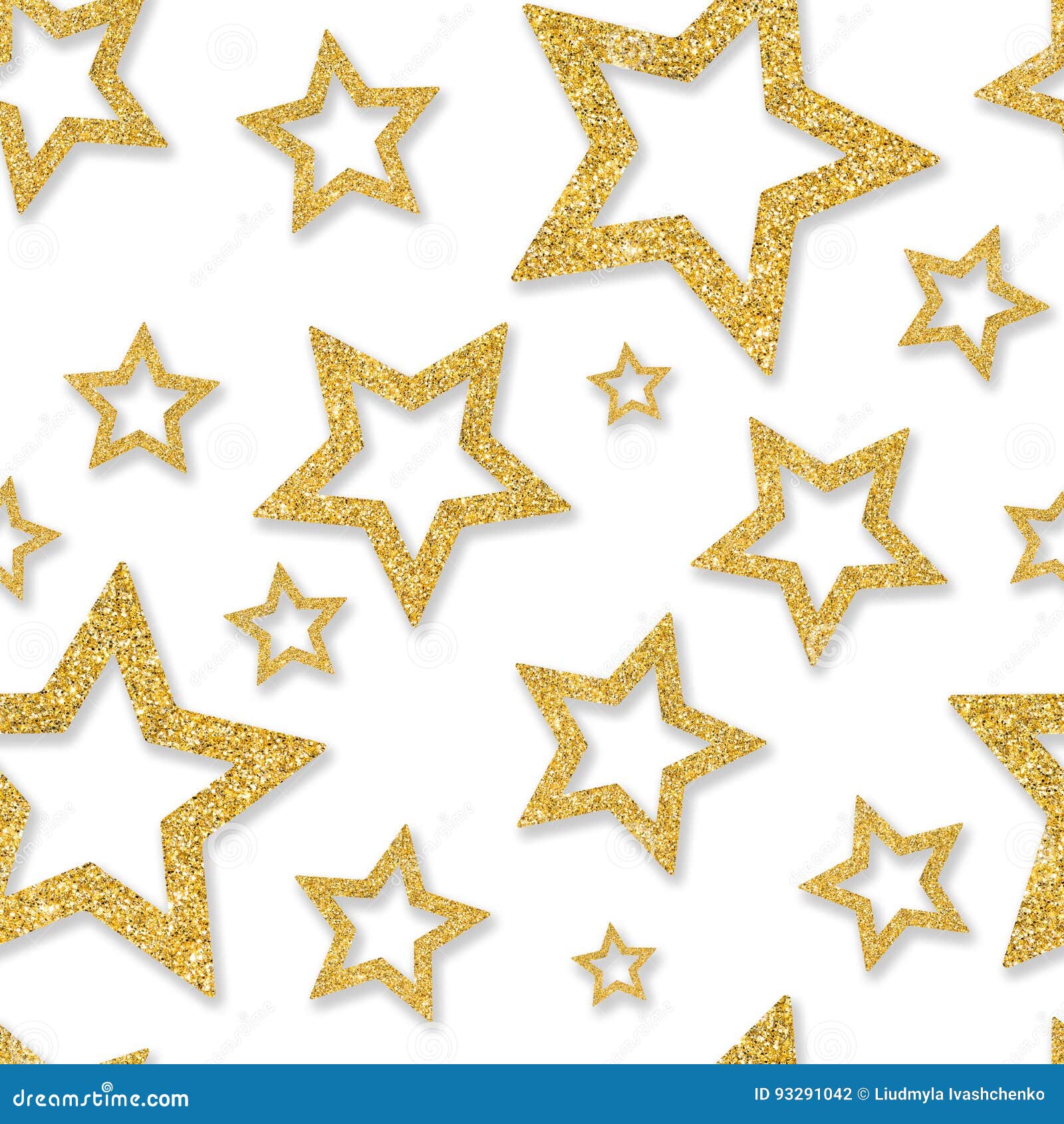 Seamless Pattern with Gold Stars of Sequin Confetti. Stock Photo ...
