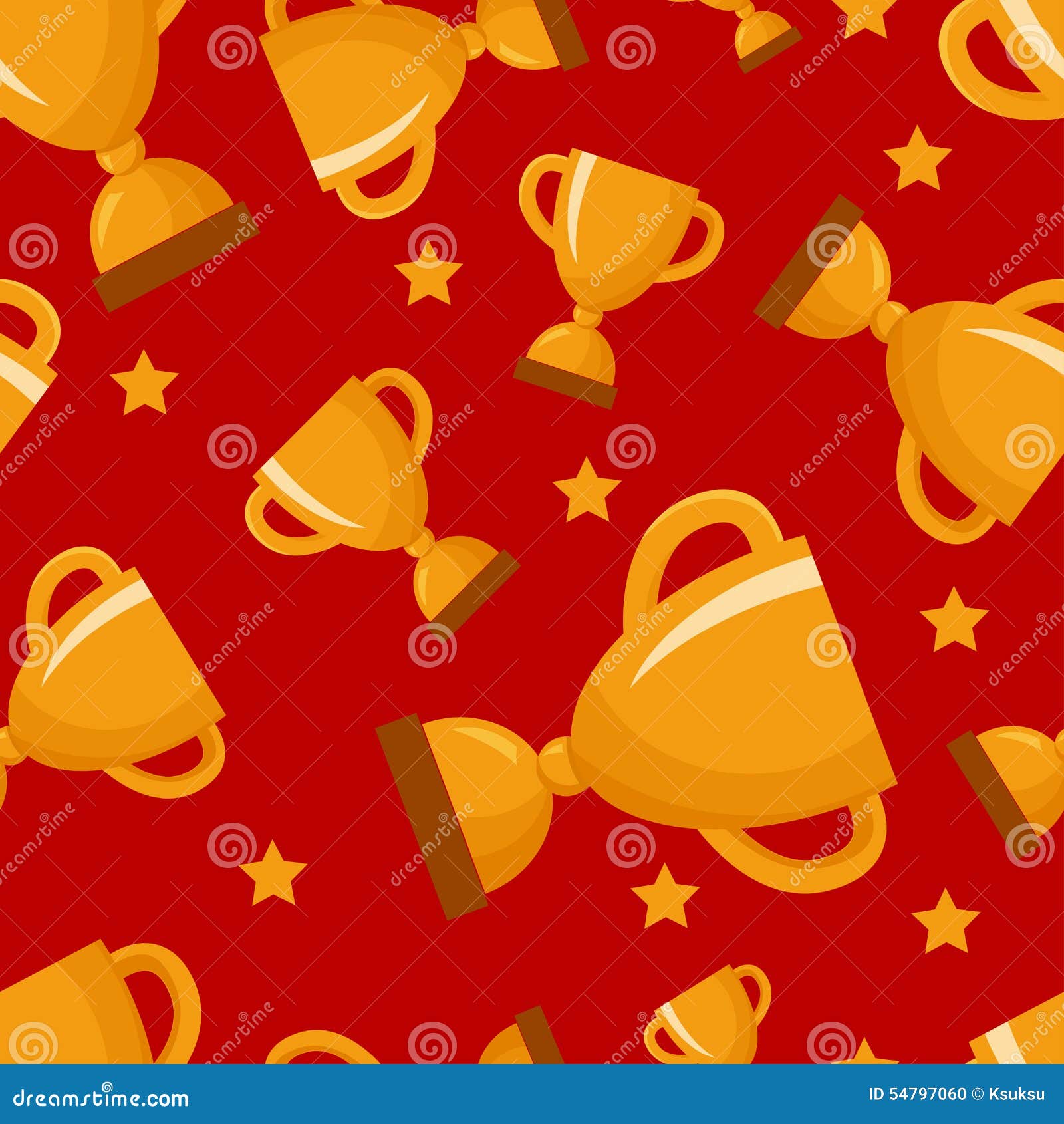 Seamless Pattern with Gold Winners Cup Stock Illustration ...