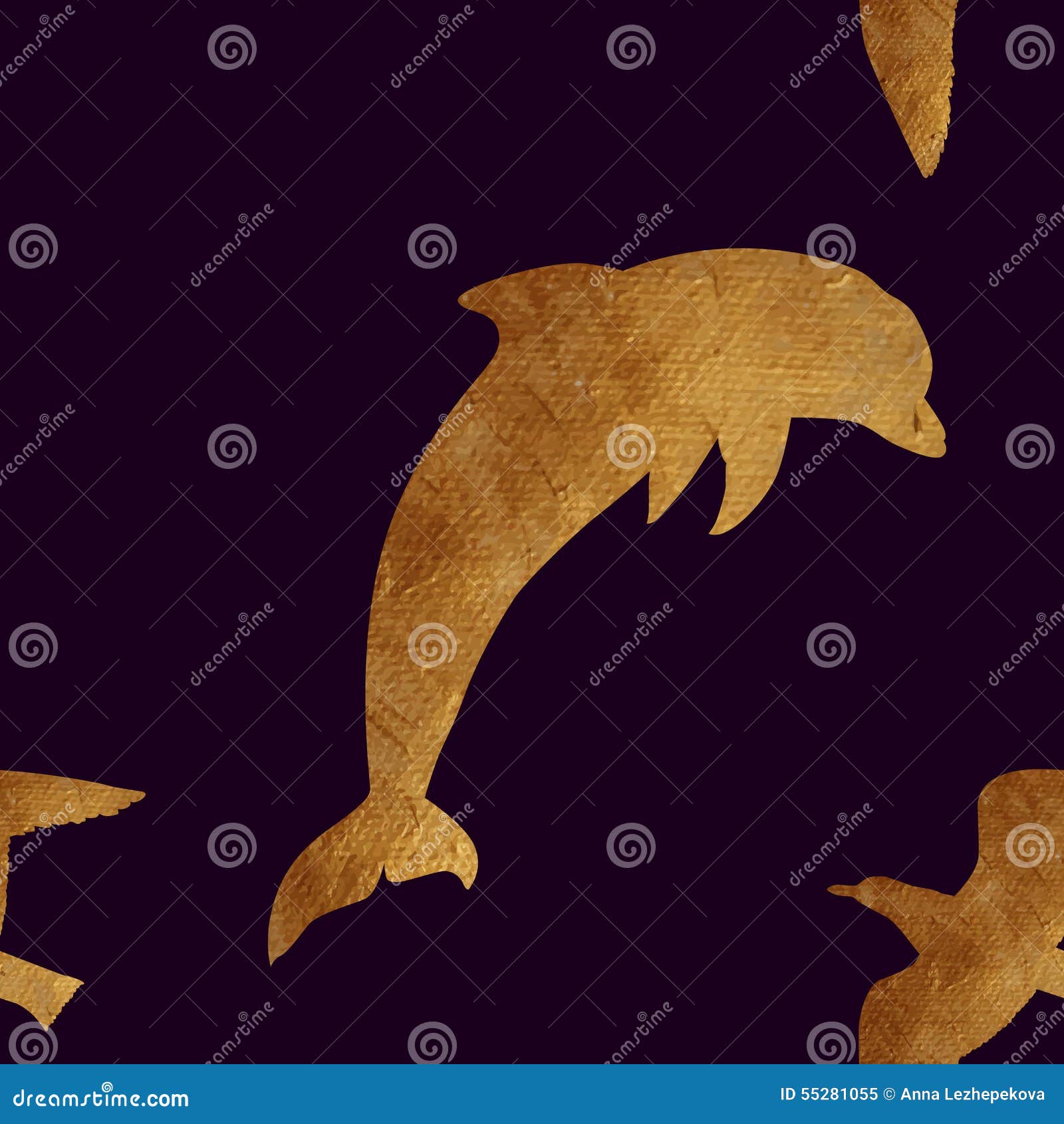 Seamless Pattern with Golden Animals. Stock Vector - Illustration of ...