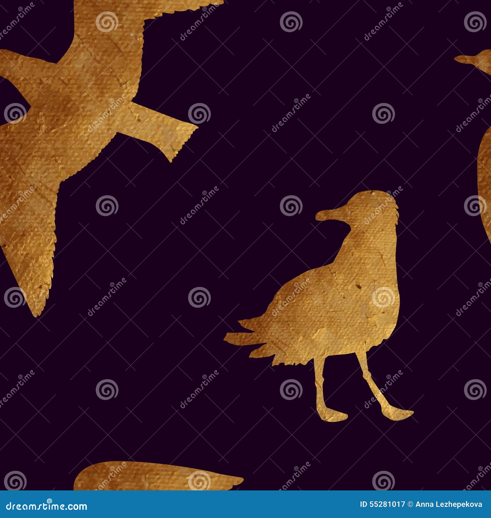 Seamless Pattern with Golden Animals. Stock Vector - Illustration of ...