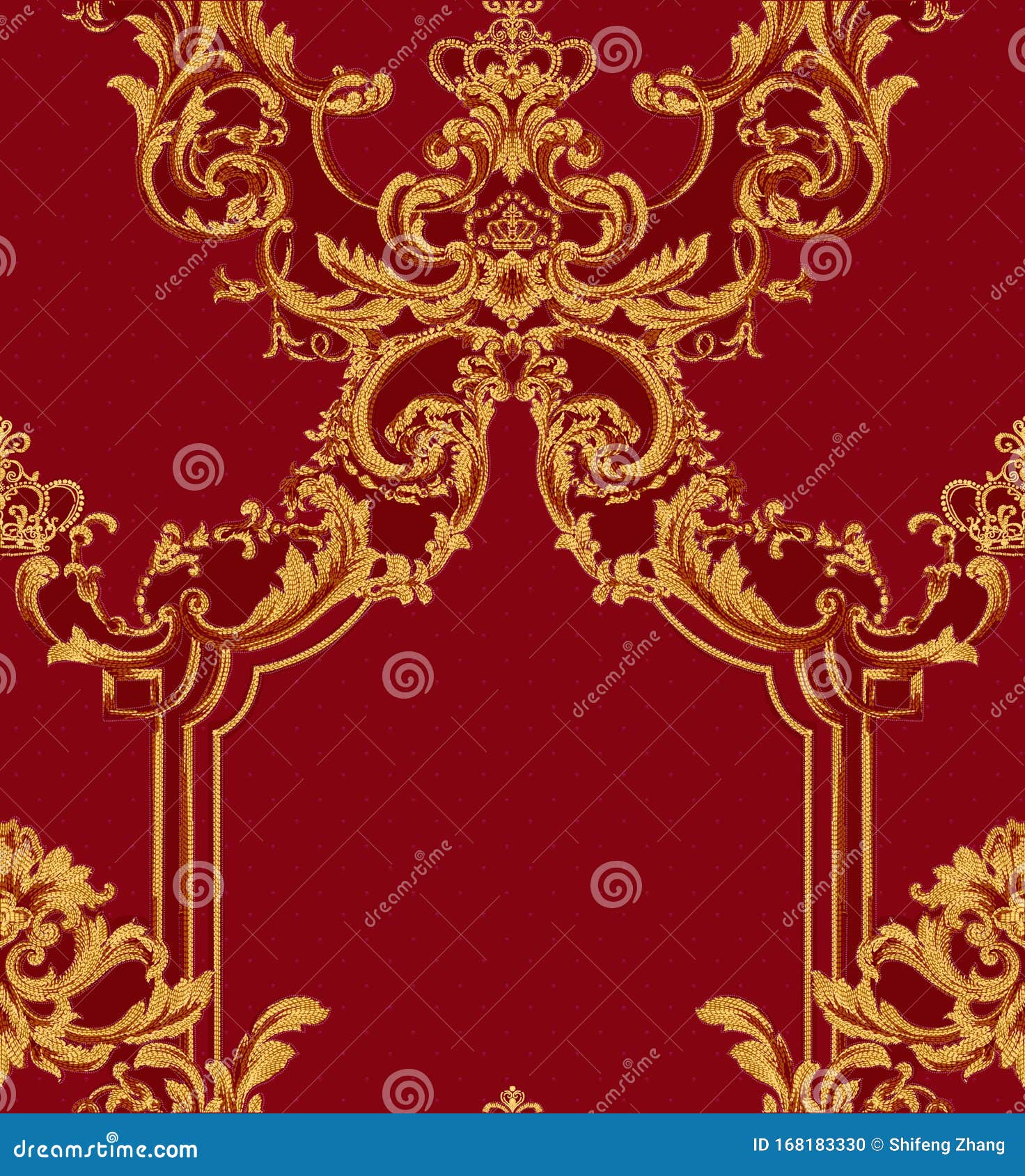 Seamless Pattern with Golden Baroque Leaves, Stock Photo - Illustration ...