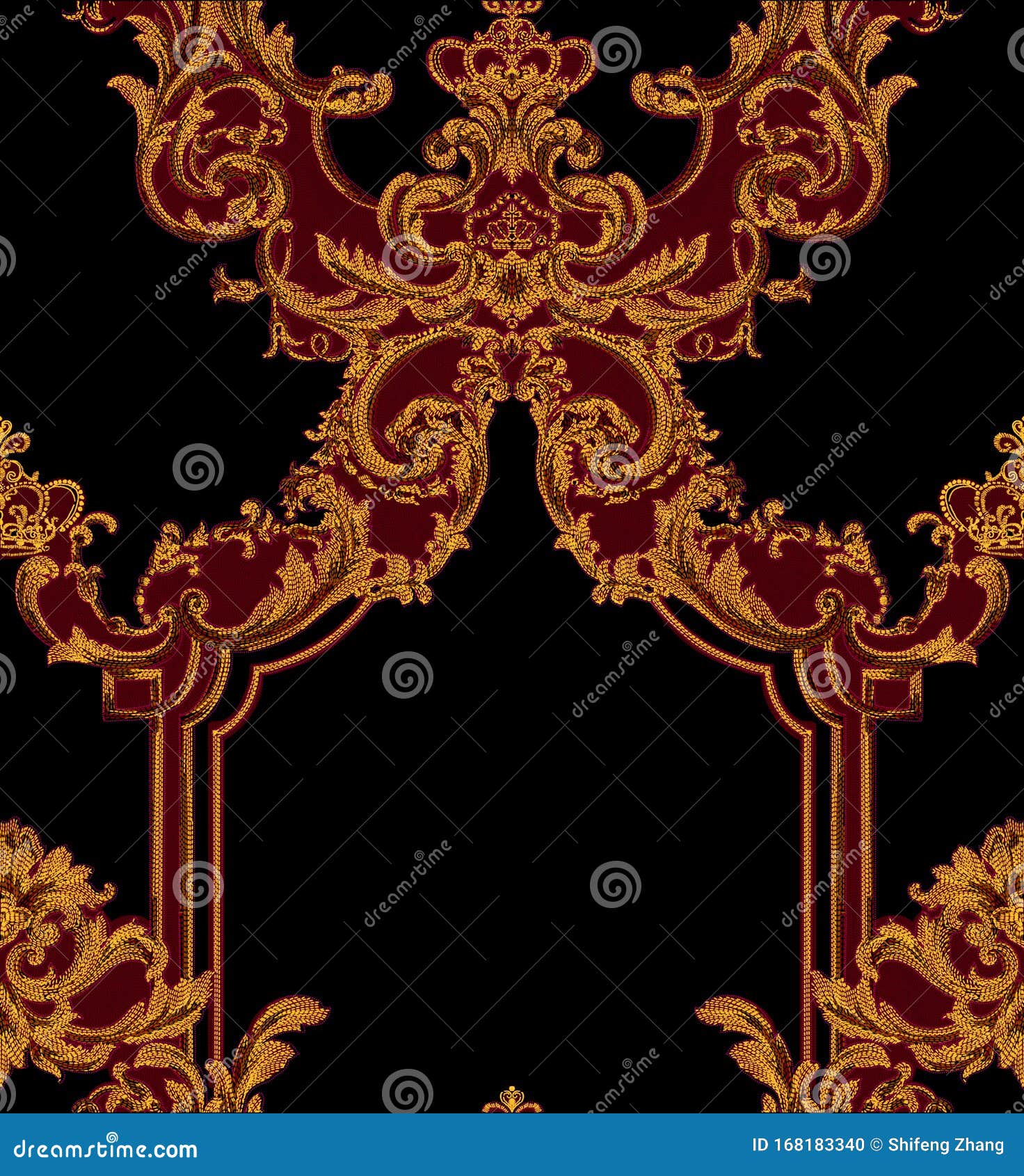 Seamless Pattern with Golden Baroque Leaves, Stock Photo - Illustration ...