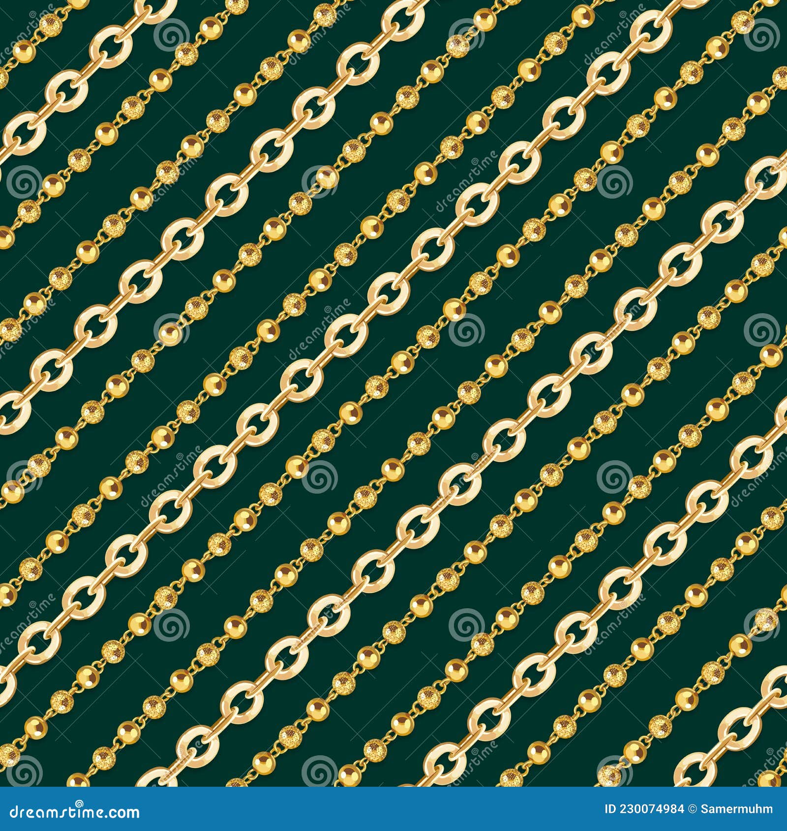 Seamless Pattern of Golden Chains Designed with Diagonal Form Ready for ...
