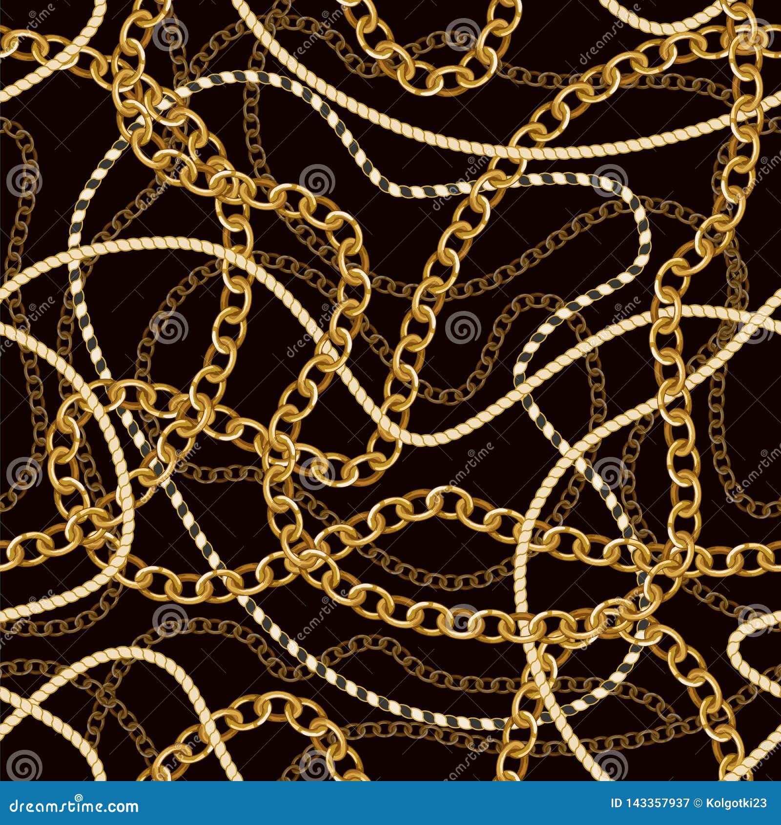 Seamless Pattern with Golden Chains. Vector Illustration. Stock Vector ...