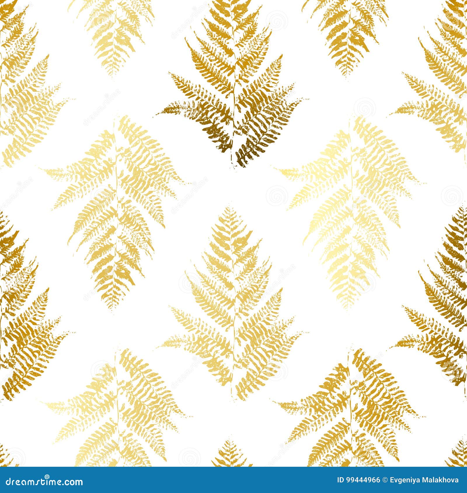 Seamless Pattern with Golden Fern Stock Vector - Illustration of shape ...
