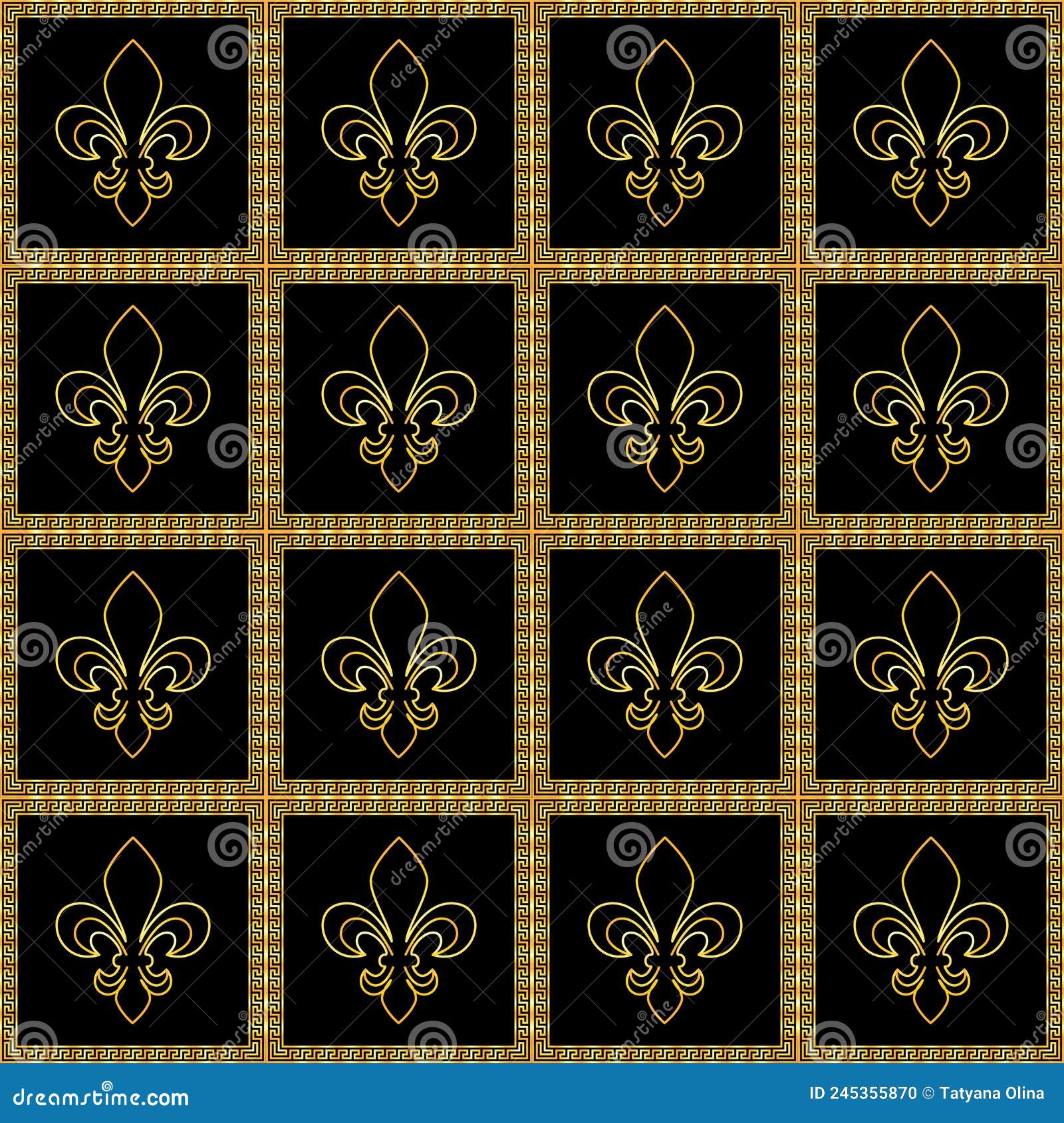 Seamless Pattern with Golden Florentine Lilies Stock Vector ...