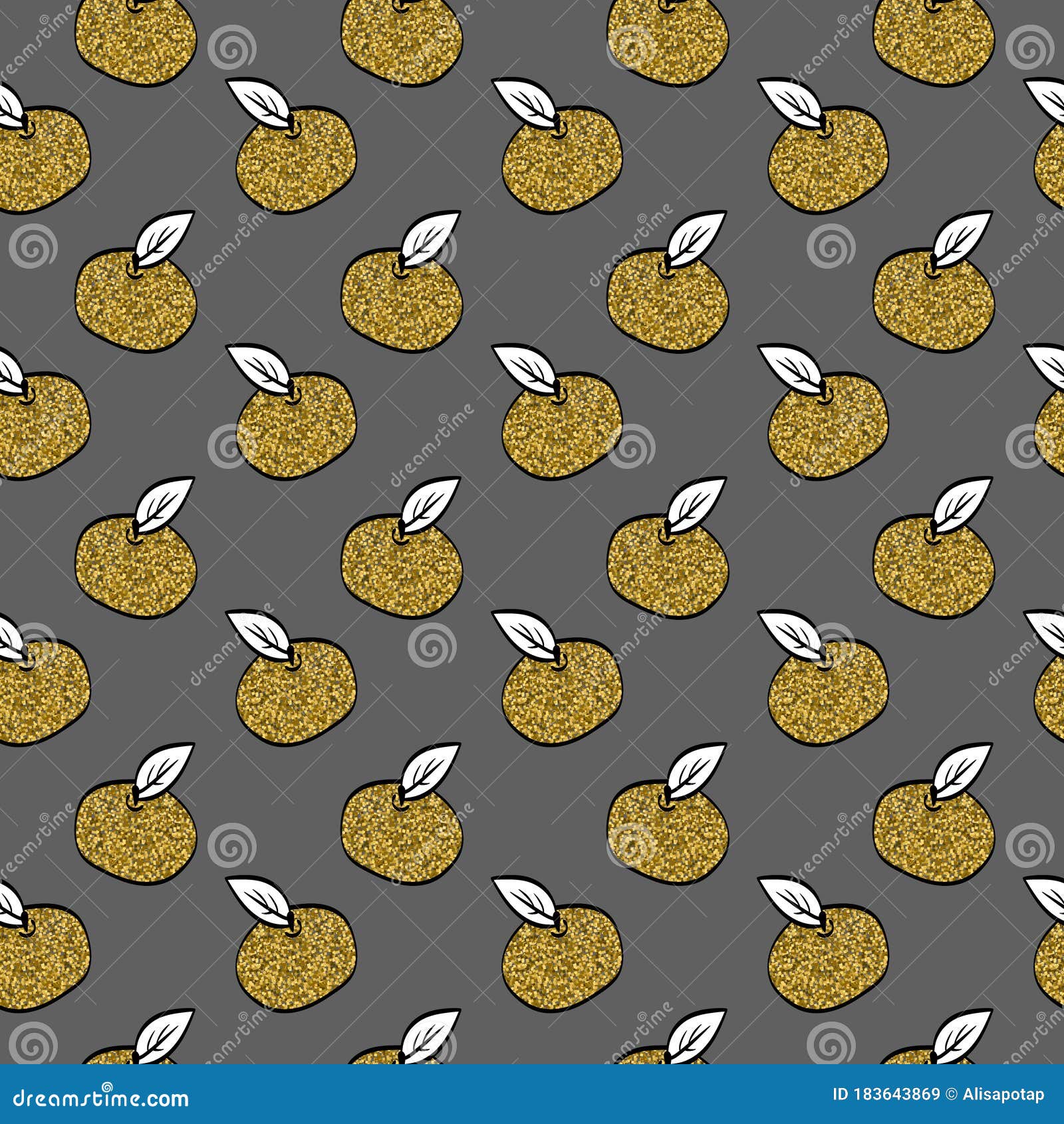 Seamless Pattern with Golden Glitter Apple Stock Vector - Illustration ...