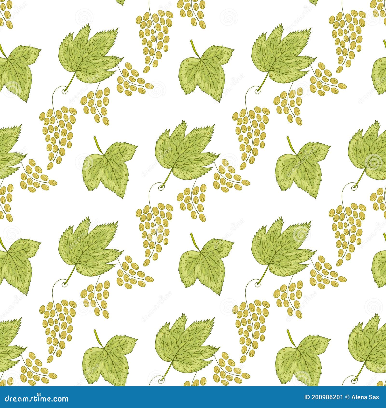 Seamless Pattern with Golden Grape and Leaves. Stock Vector ...