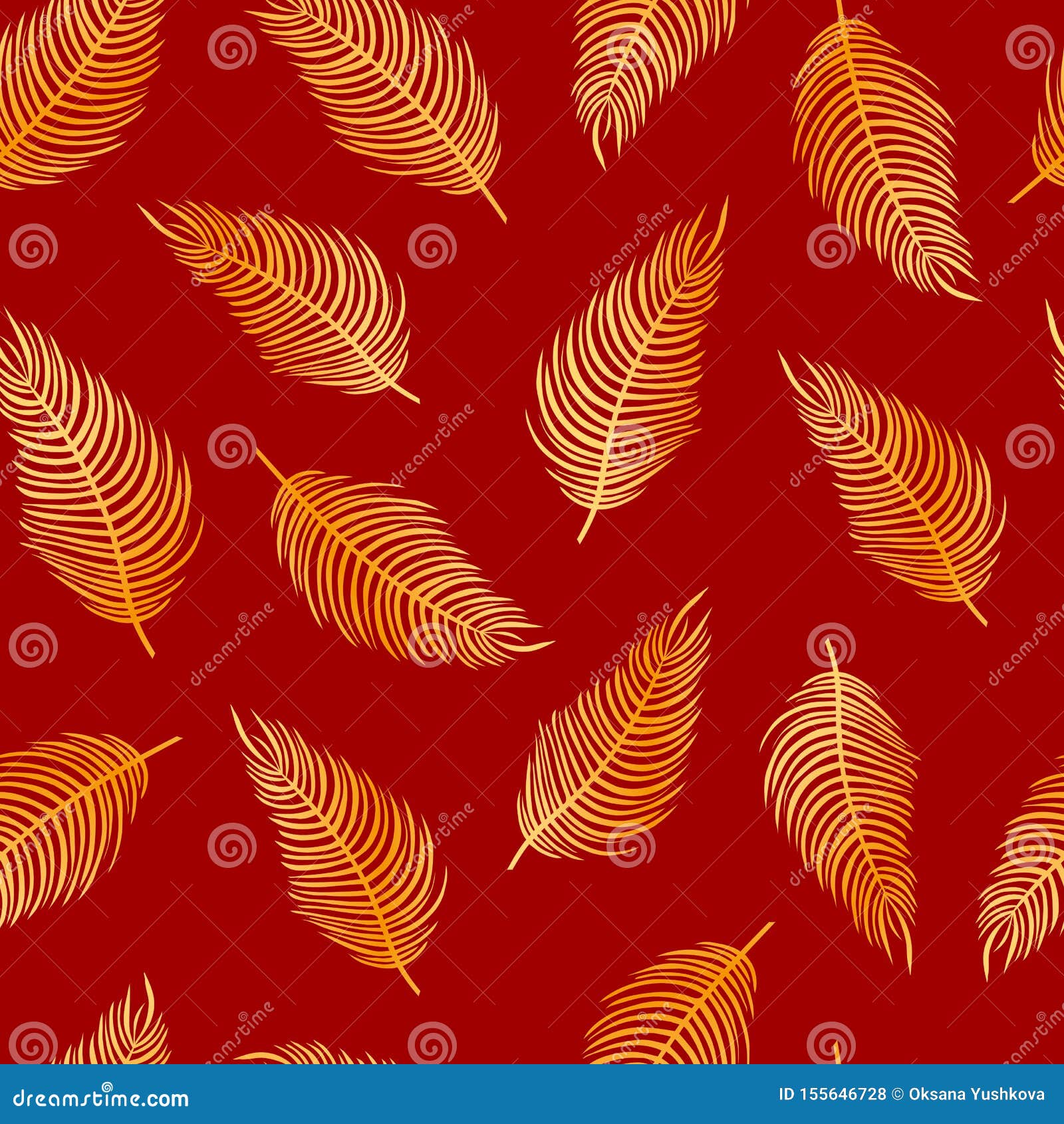 Seamless Pattern of Golden Palm Leaves Stock Illustration ...