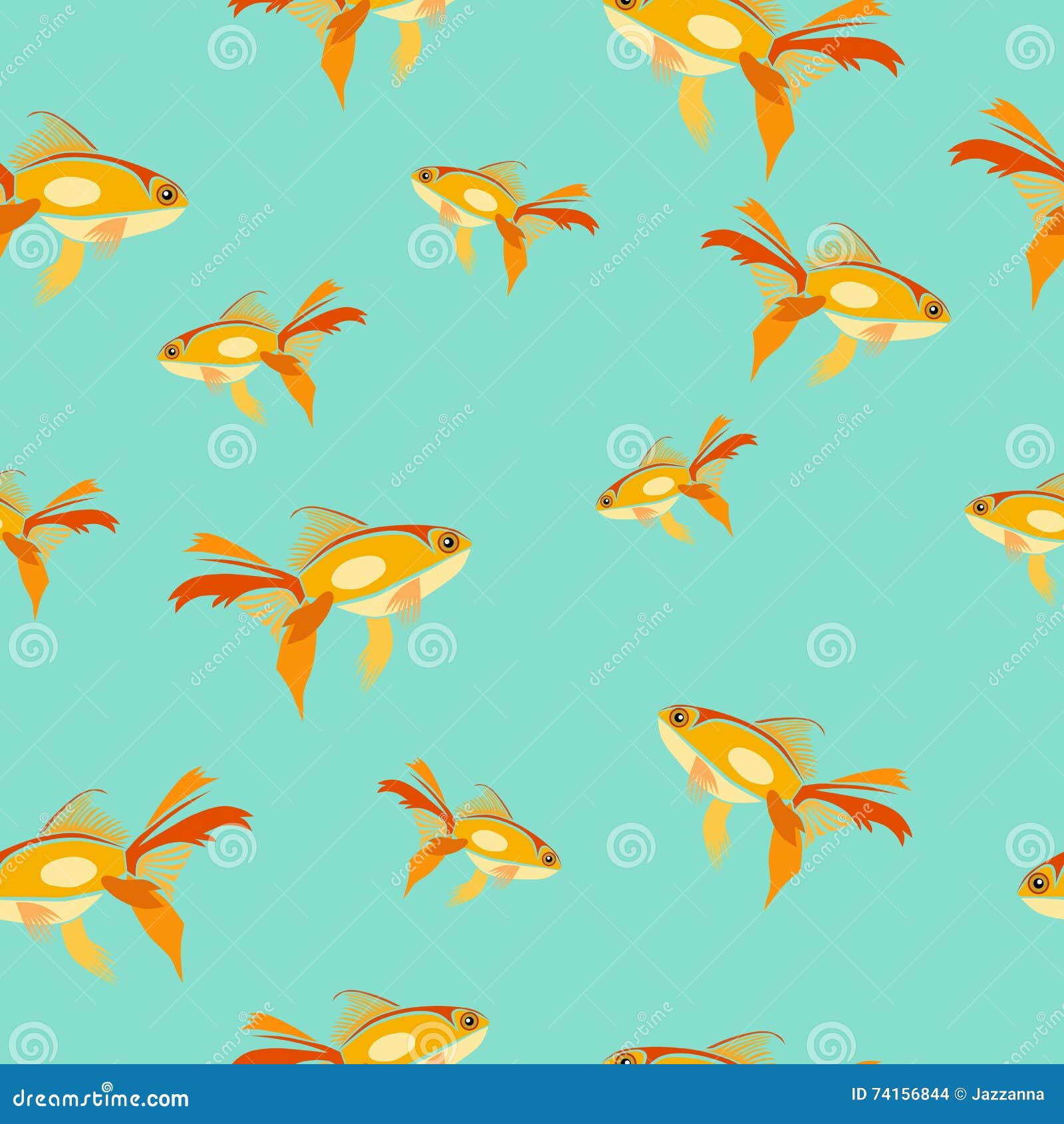 Seamless pattern goldfish stock vector. Illustration of wildlife - 74156844