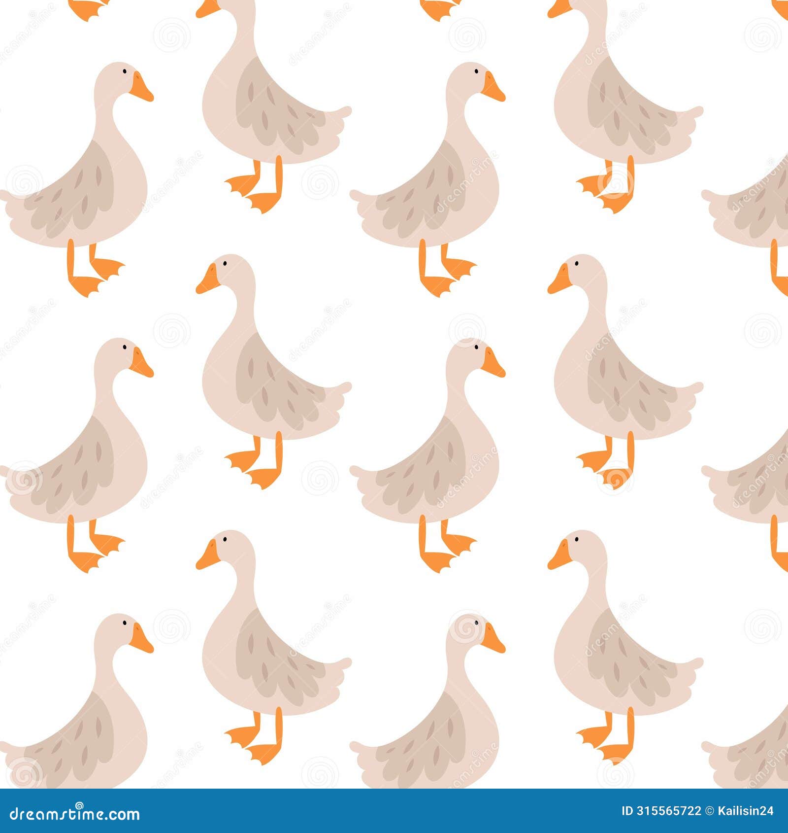 Seamless Pattern with Goose. Spring Background for Your Design. Cute ...