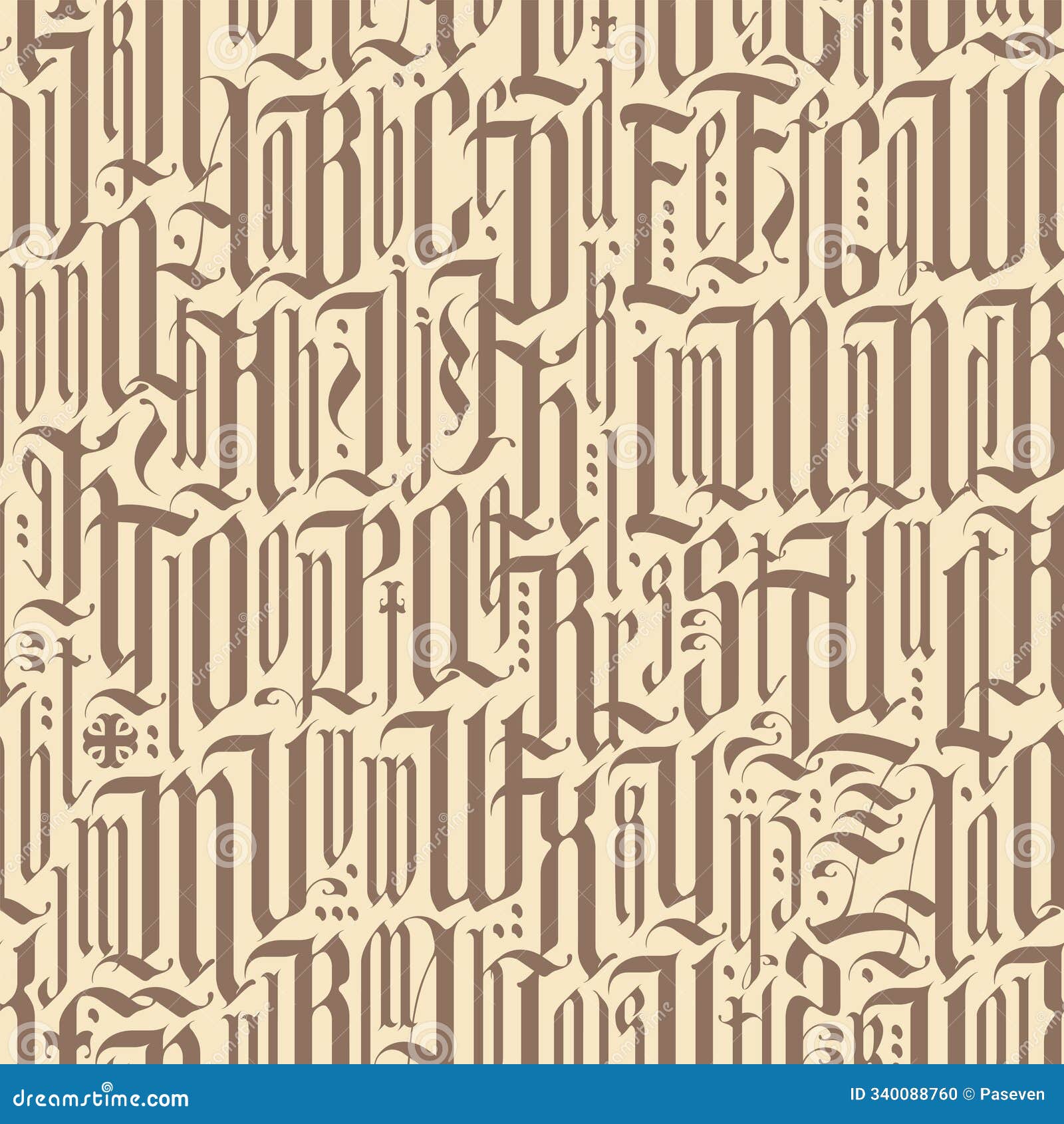 Seamless Pattern of Gothic Letters Stock Illustration - Illustration of ...