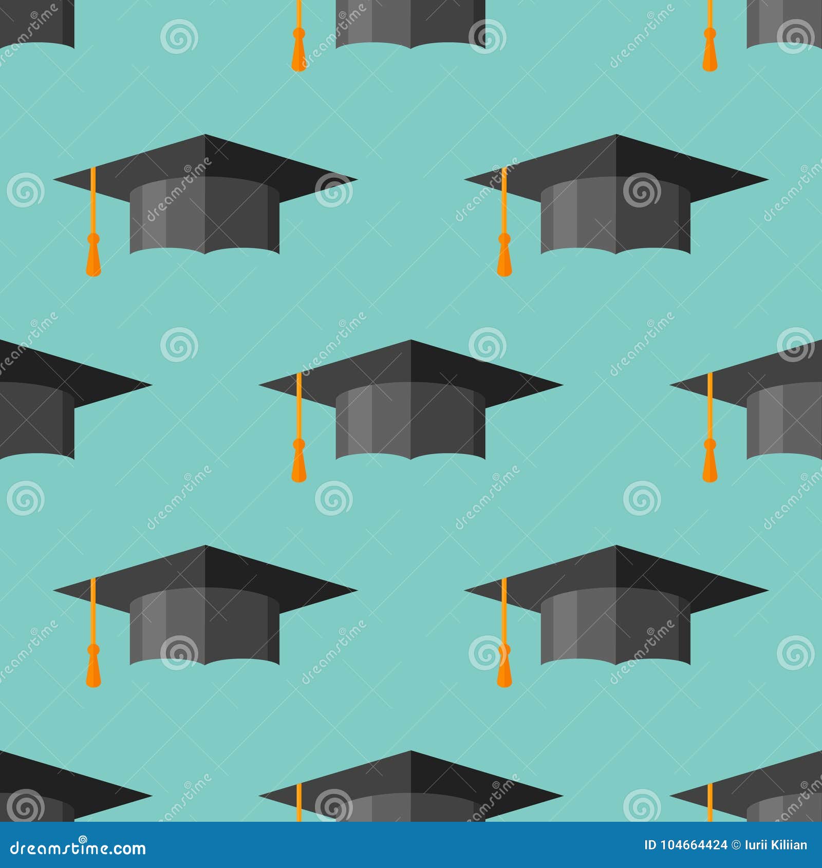 Seamless Pattern with Graduation Cap Stock Vector - Illustration of ...