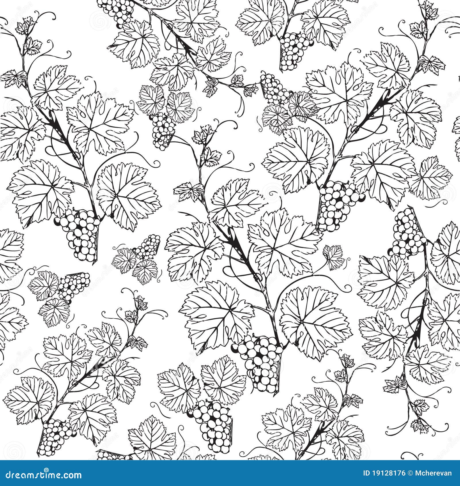 Seamless Pattern with Grape Branches Stock Vector - Illustration of ...