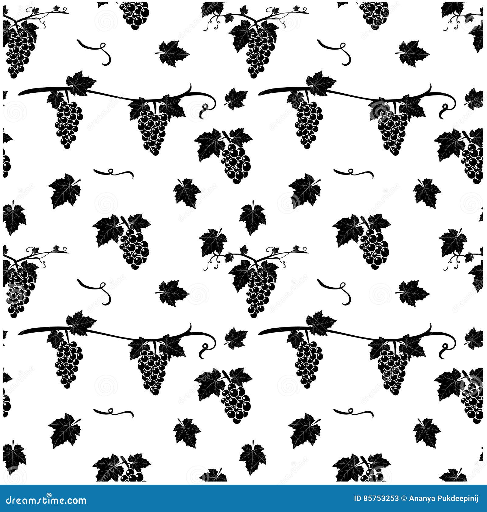 Seamless Pattern with Grape on White Background. Vector Illustration ...