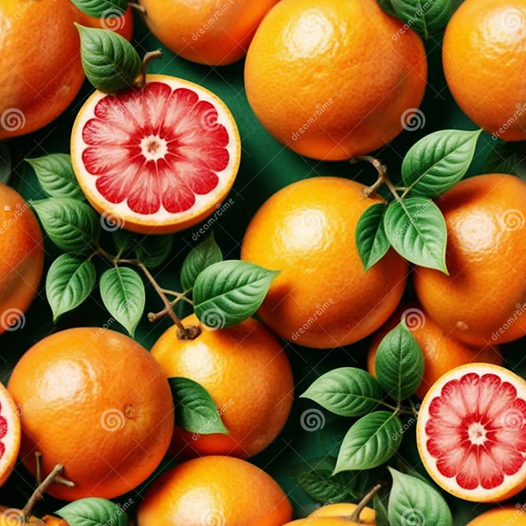 Seamless Pattern with Grapefruit Tree Branches, Leaves Stock ...