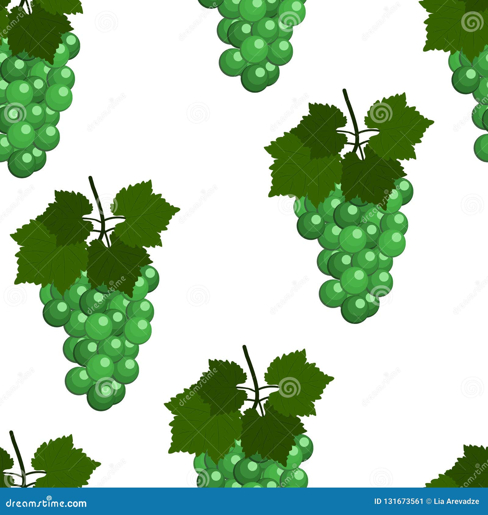Seamless Pattern with Grapes and Leaves. Flat Design Illustration Stock ...