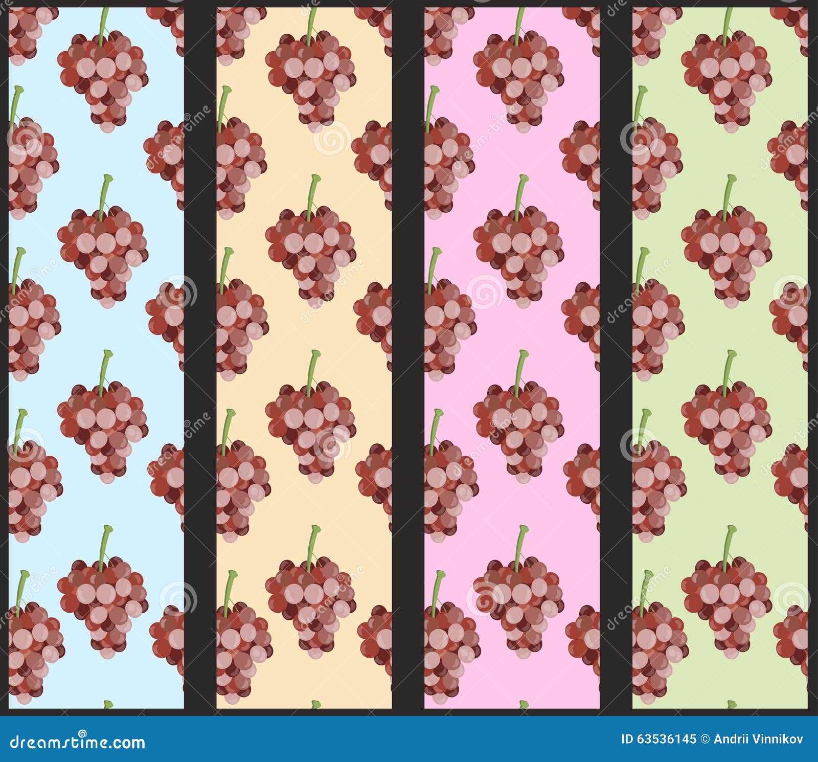 Seamless Pattern with Grapevine. Grapes Pattern. Set. Stock Vector ...