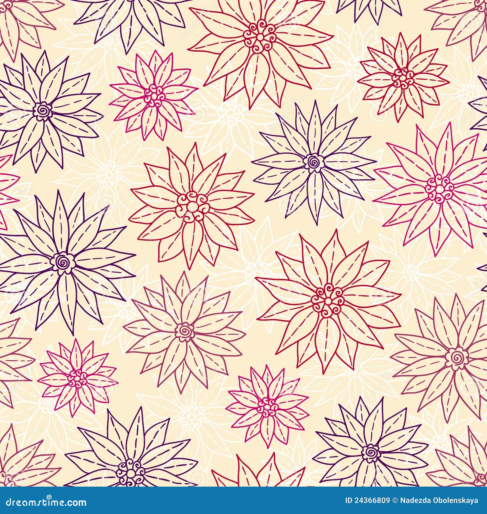 Seamless Pattern Graphic Flowers. Stock Vector - Illustration of light ...