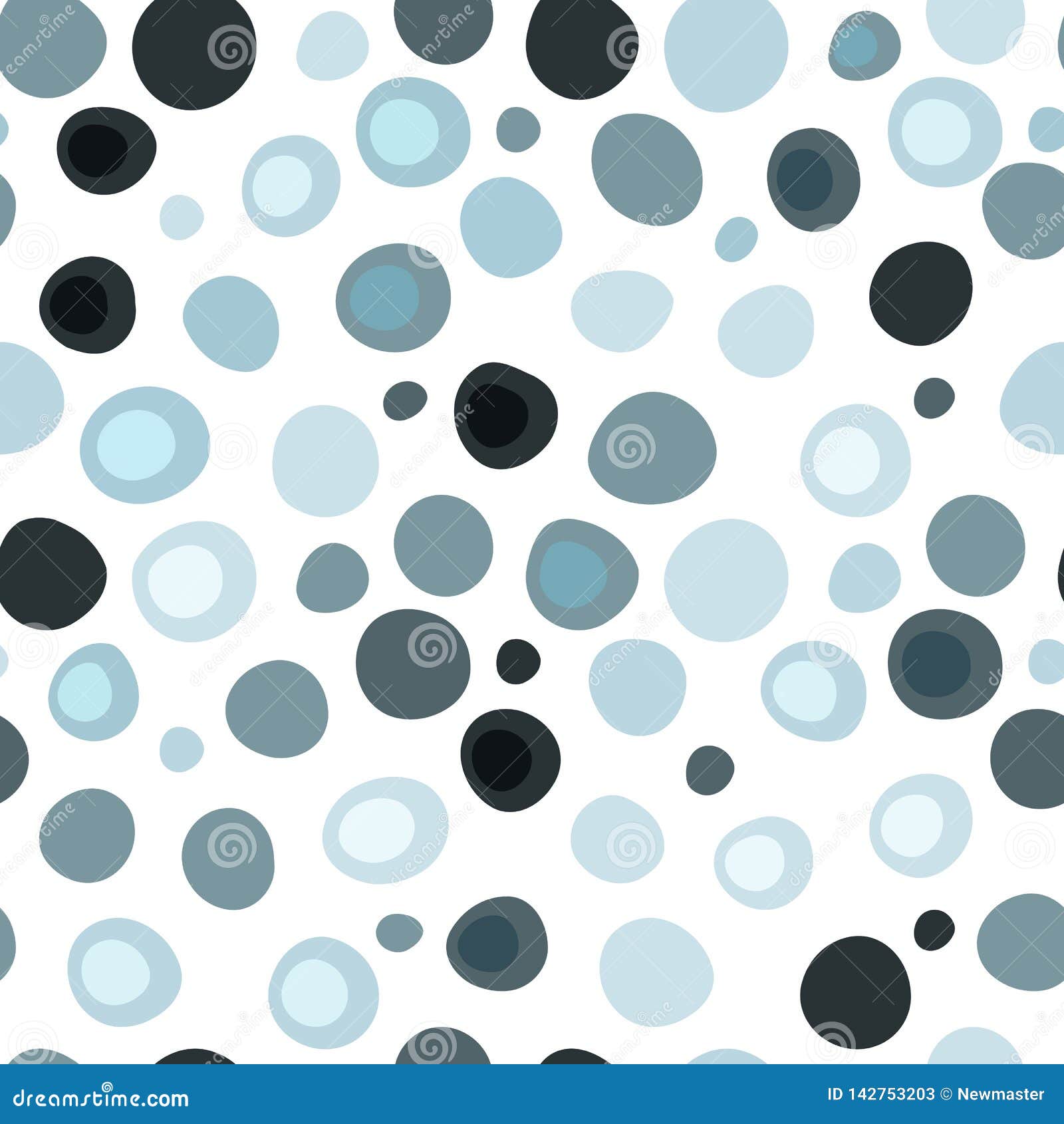 Seamless Pattern with Gray and Blue Large and Small Deformed Polka Dots ...