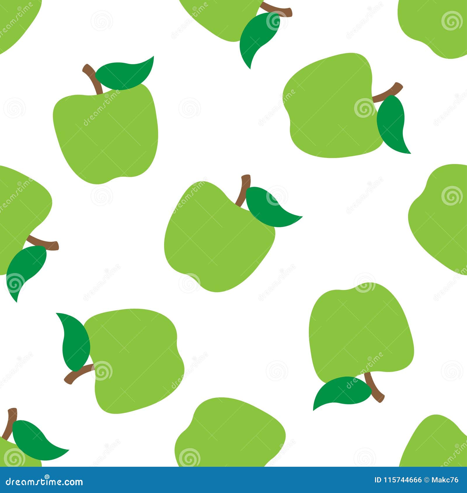 Seamless Pattern With Green Apples Stock Vector Illustration Of