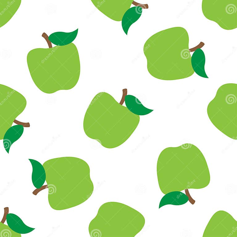 Seamless Pattern With Green Apples Stock Vector Illustration Of