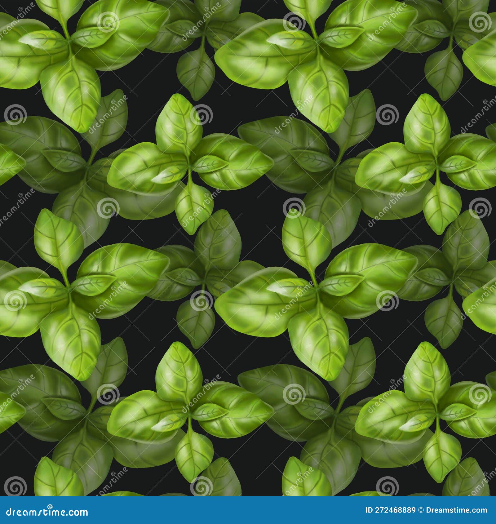 Seamless Pattern with Green Basil Leaves. Background for Textiles ...