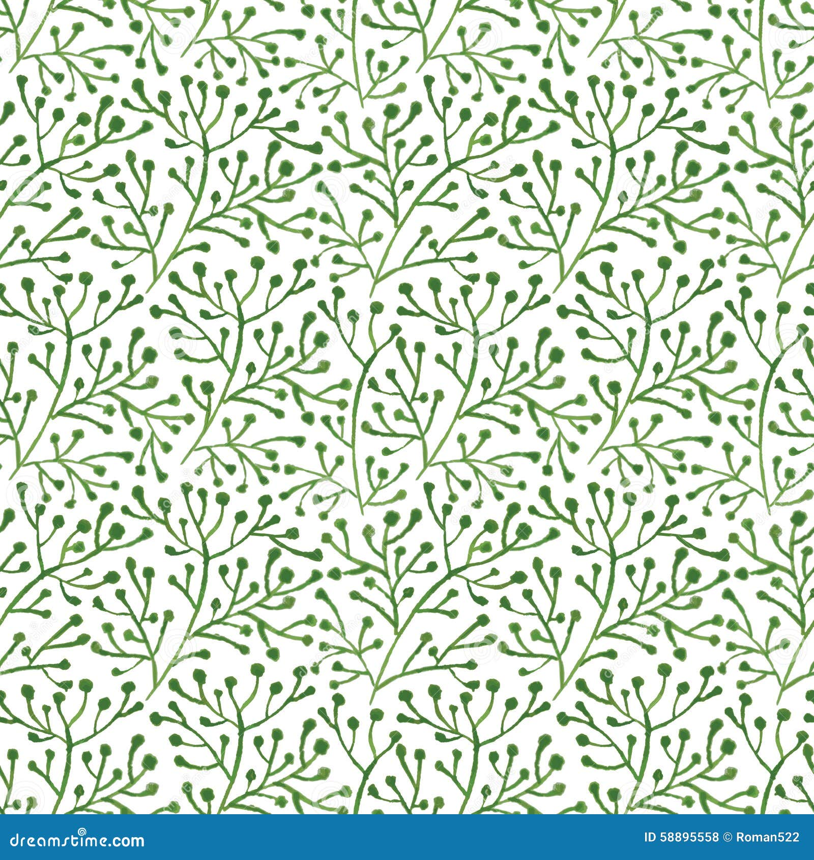 Seamless Pattern with Green Branches Stock Vector - Illustration of ...