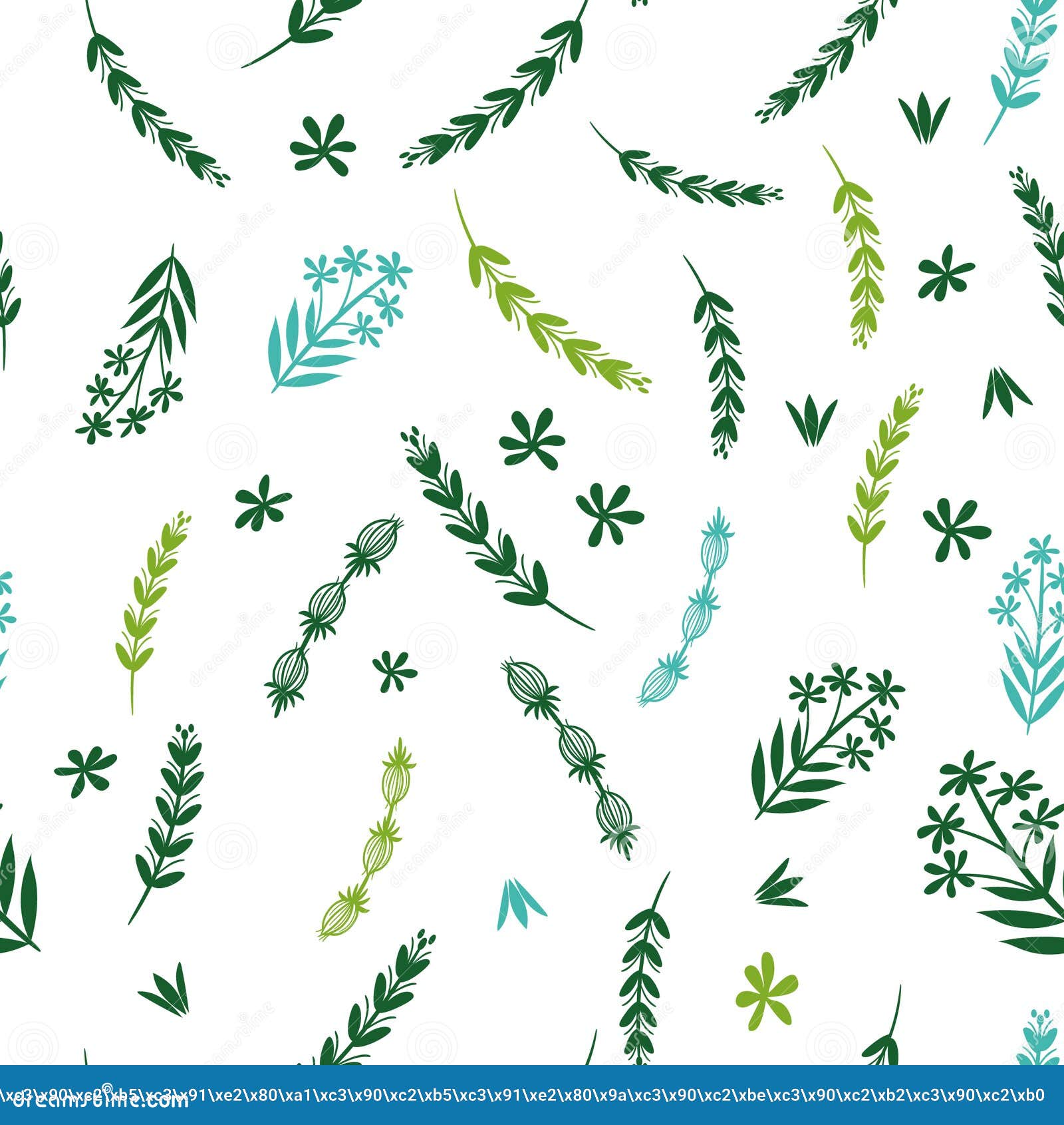 Seamless Pattern with Green Branches. Stock Vector - Illustration of ...