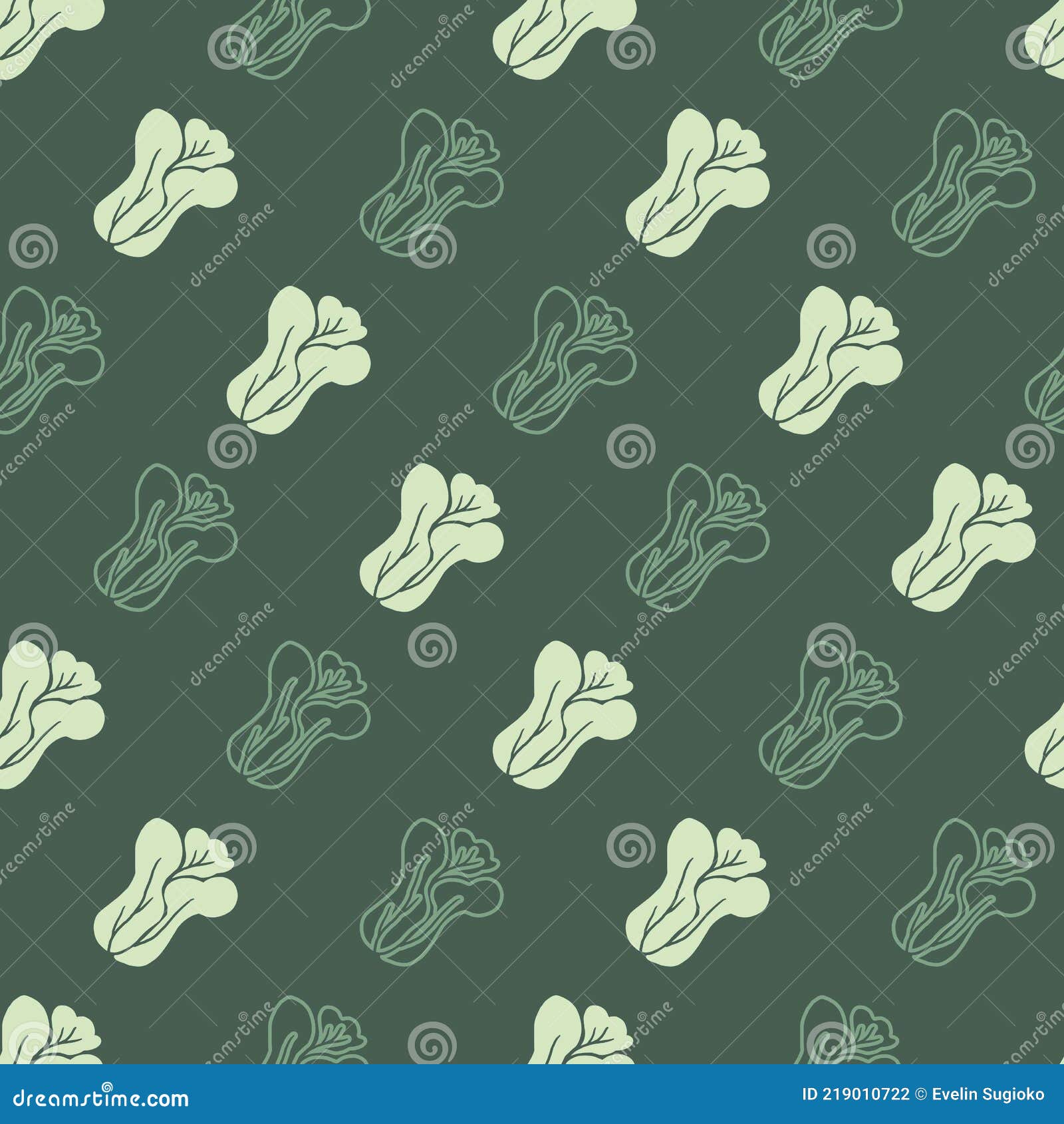 Seamless Pattern with Green Cabbage Vegetables Vector Graphic ...